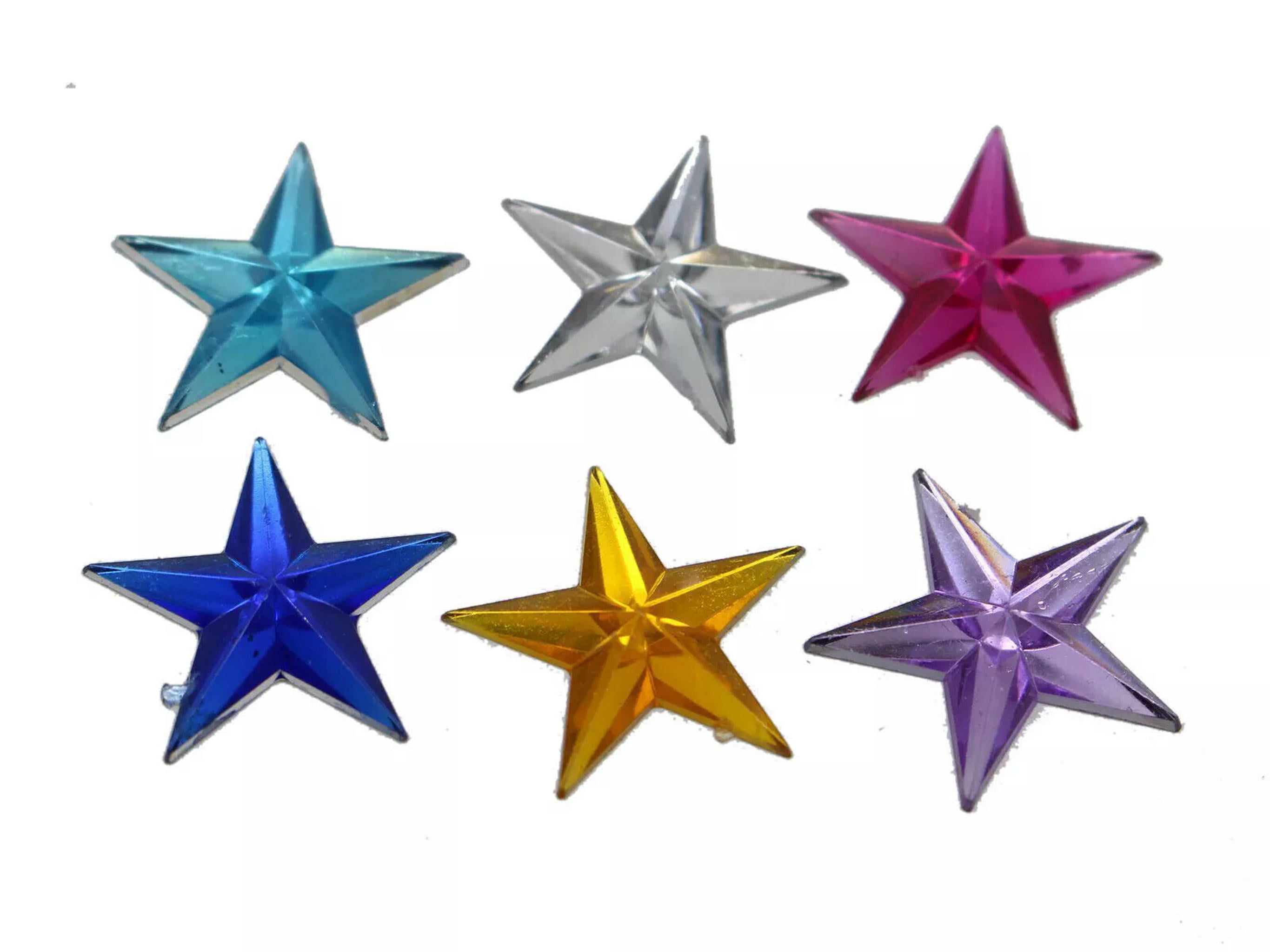 U8MO 100 Mixed Color Acrylic Flatback Star Rhinestone Gems 20mm DIY ...