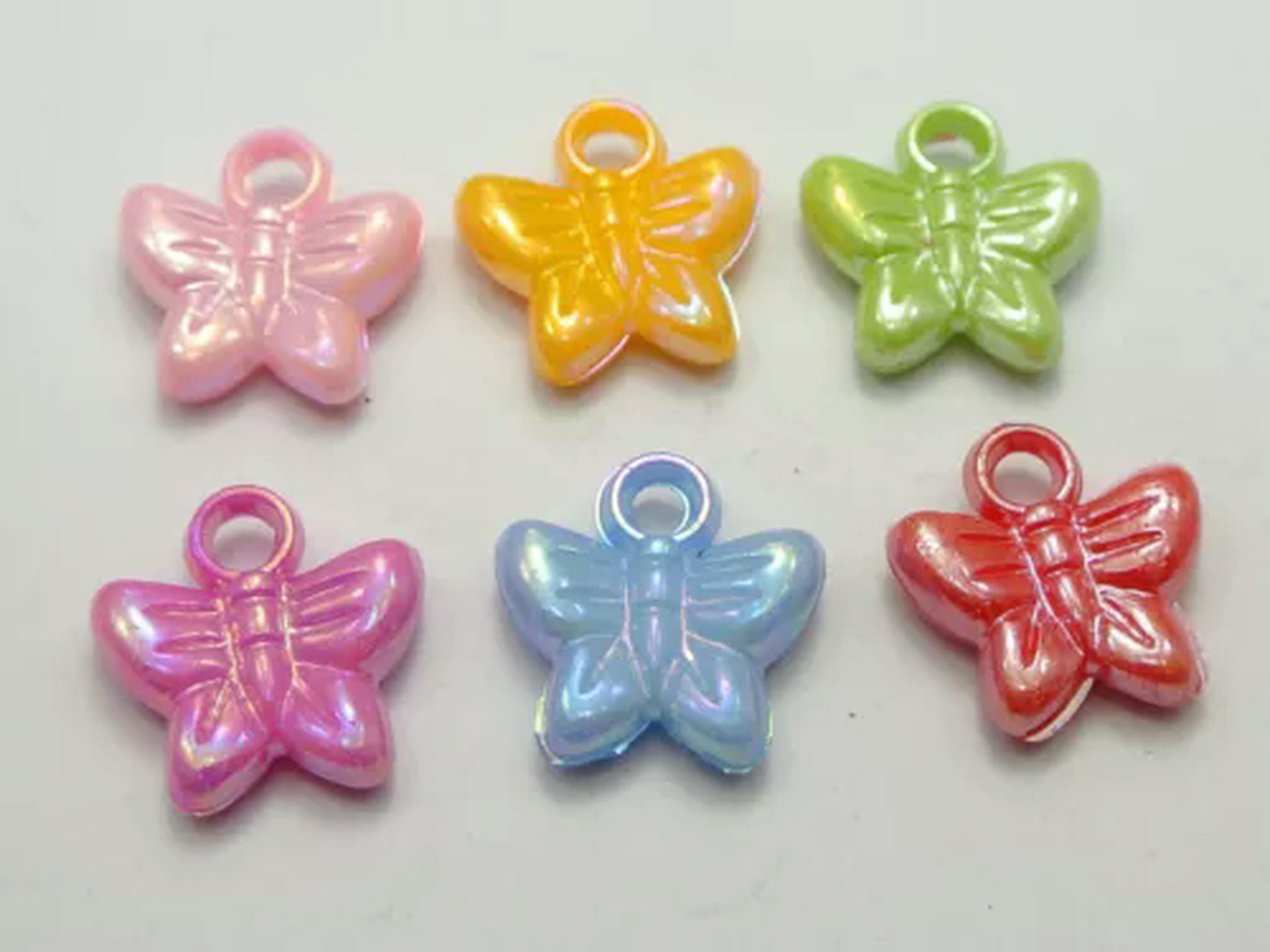 U8MO 100 Mixed Color Plastic Butterfly Or Dragonfly Charms Pendants ...