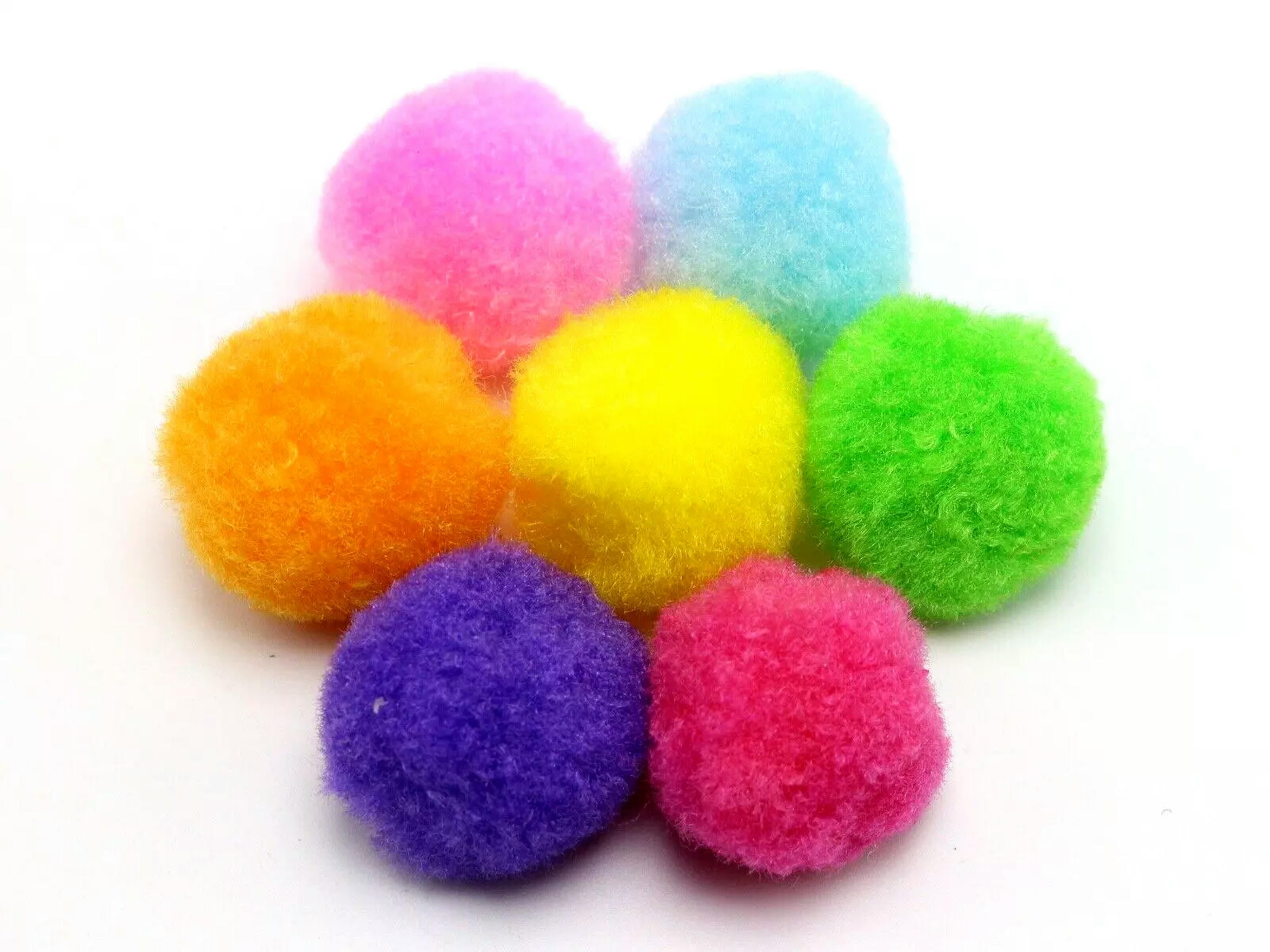 U8MO 100 Mixed Color Soft Fluffy Pom Poms for Kids DIY Crafts Pompoms ...