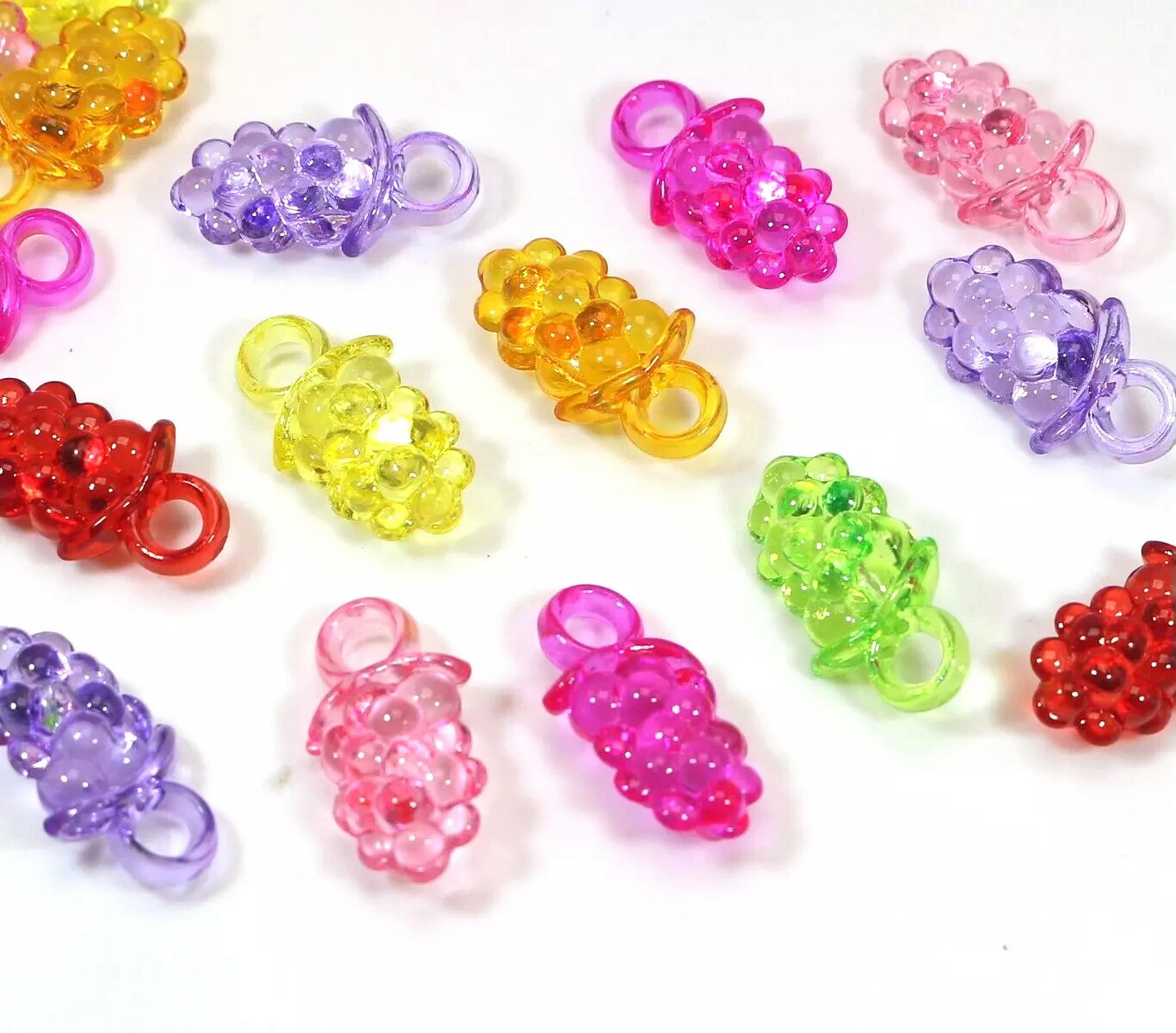 U8MO 100 Mixed Color Transparent Acrylic Mini Grape Charm Pendants ...