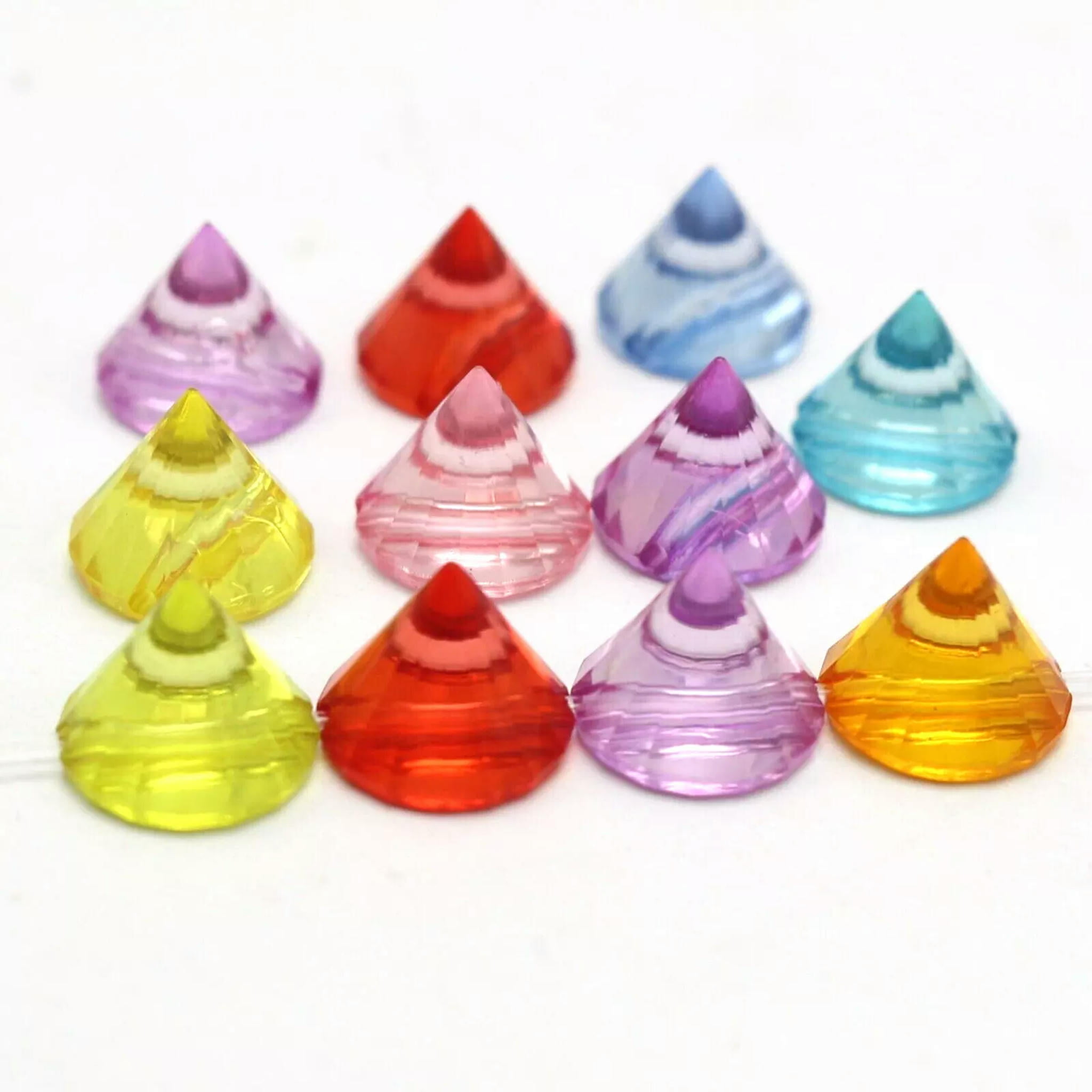 U8MO 100 Mixed Color Transparent Acrylic Rock Punk Spike Taper Beads ...