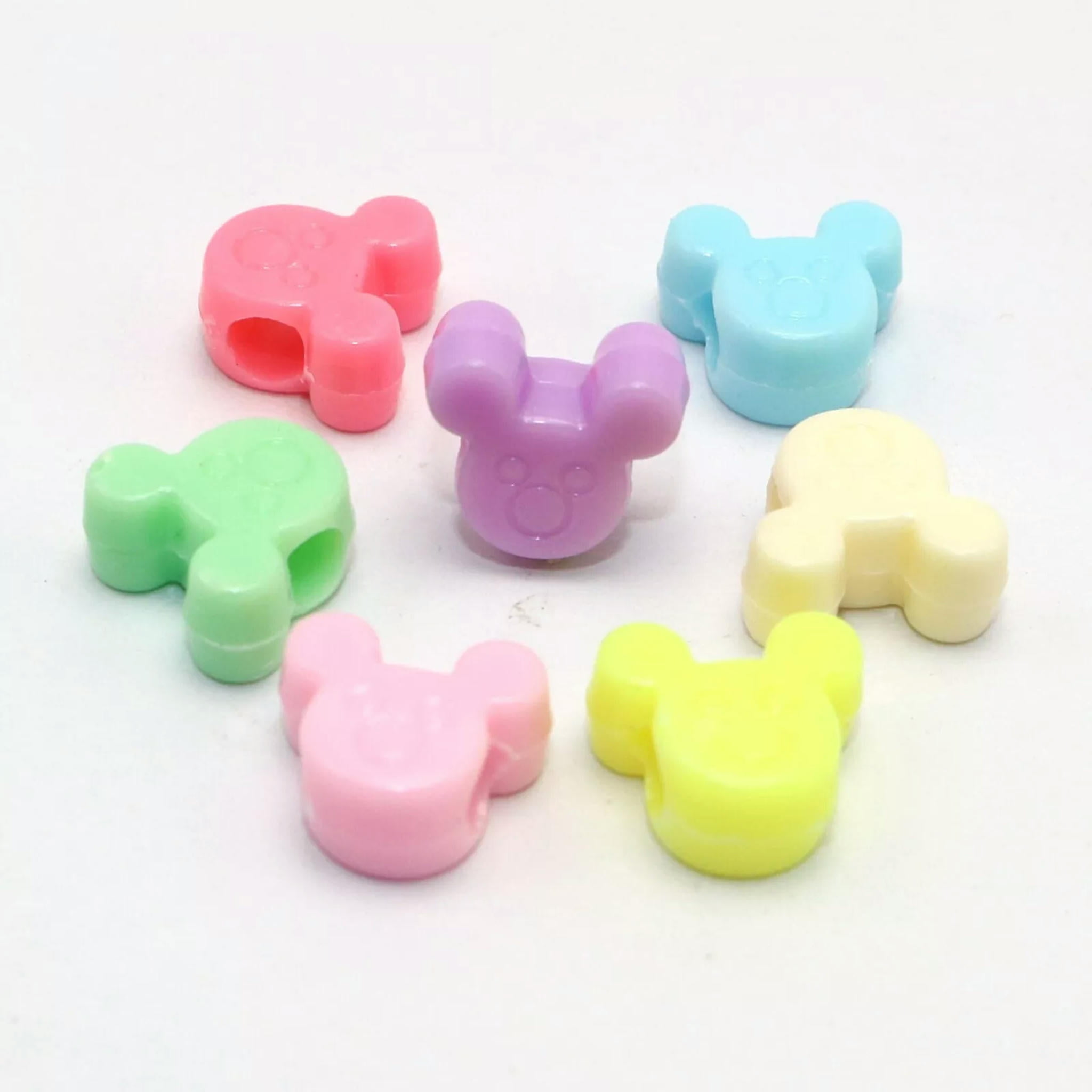 U8MO 100 Mixed Pastel Color Acrylic Mouse Face Pony Beads for Kids ...
