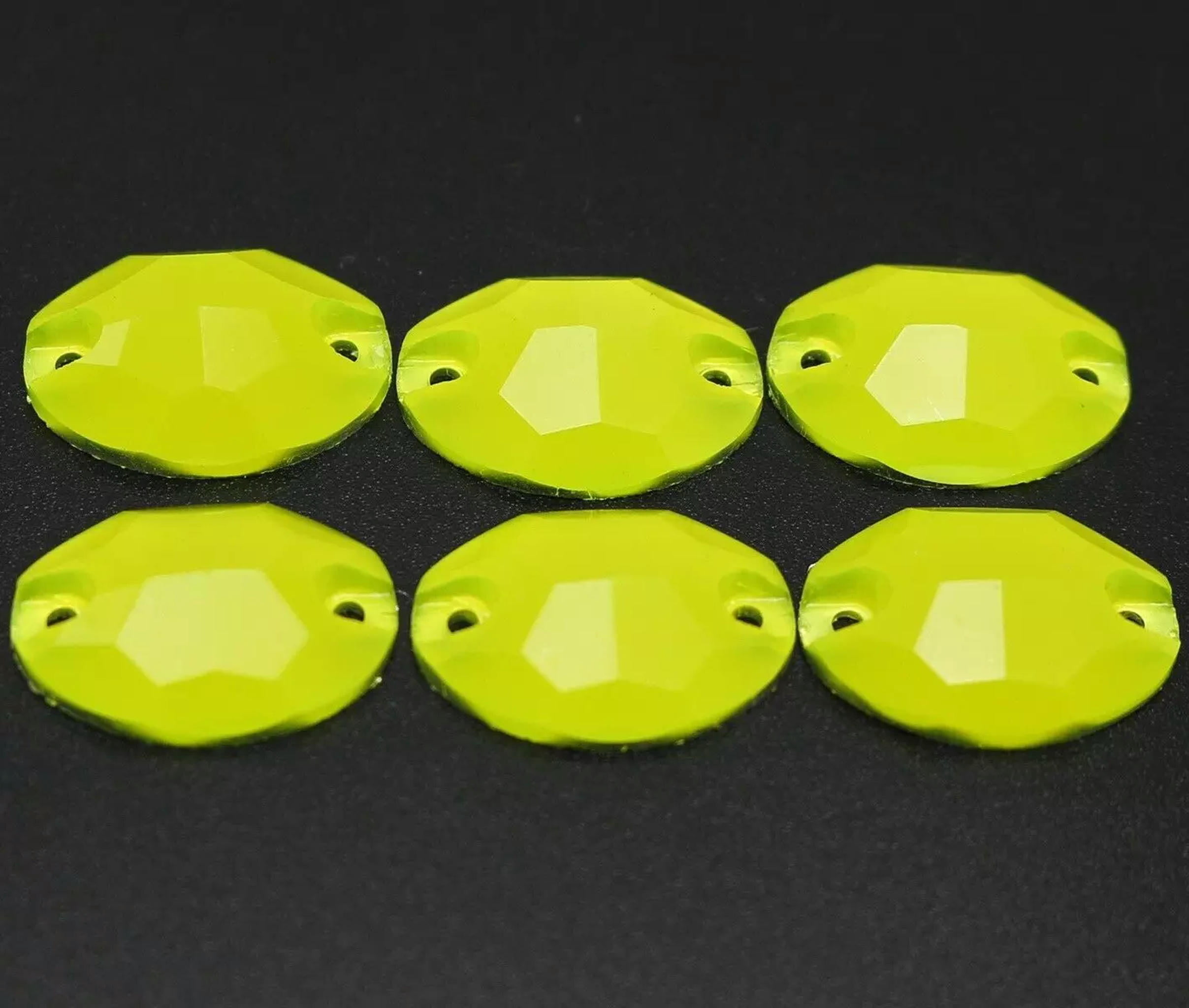 U8MO 100 Neon Yellow Flatback Acrylic Oval Sewing Rhinestone 15X11mm ...
