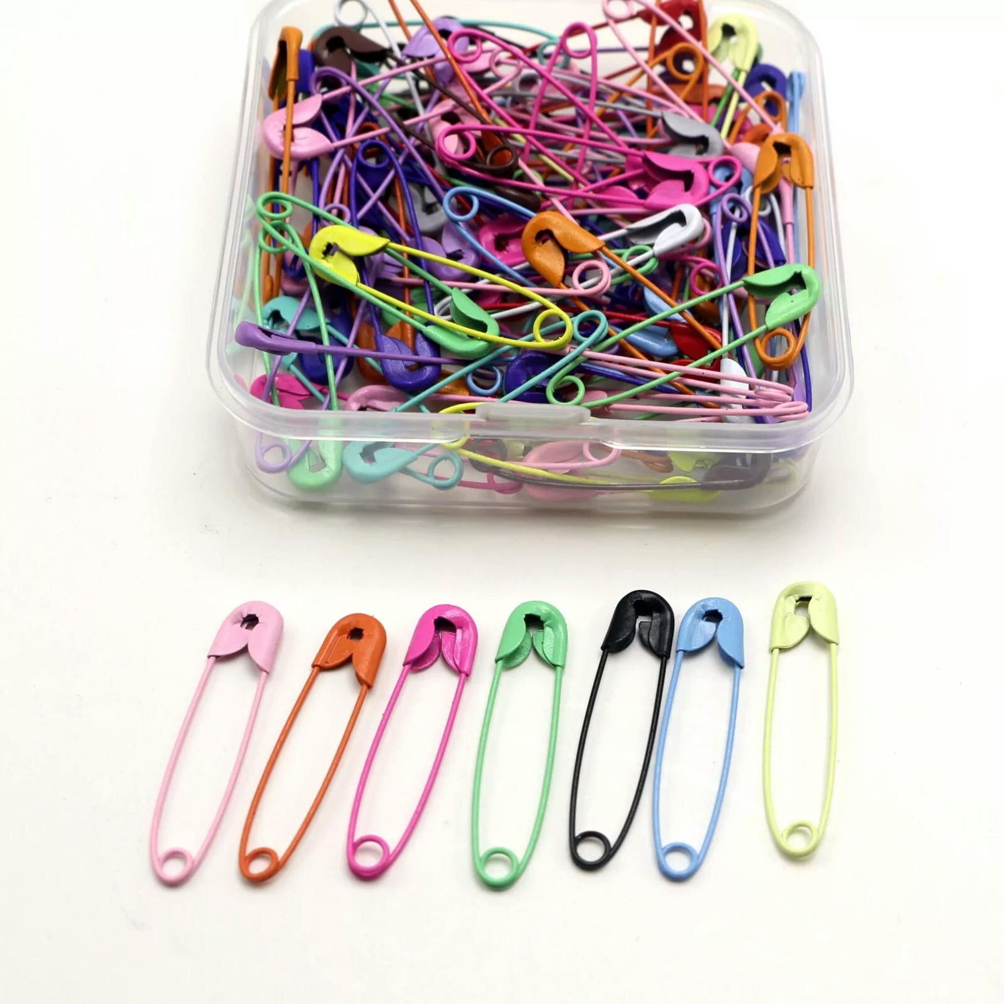 U8MO 100 Pcs Mixed Color Safety Pins Craft Sewing Small Metal 1.2" With ...