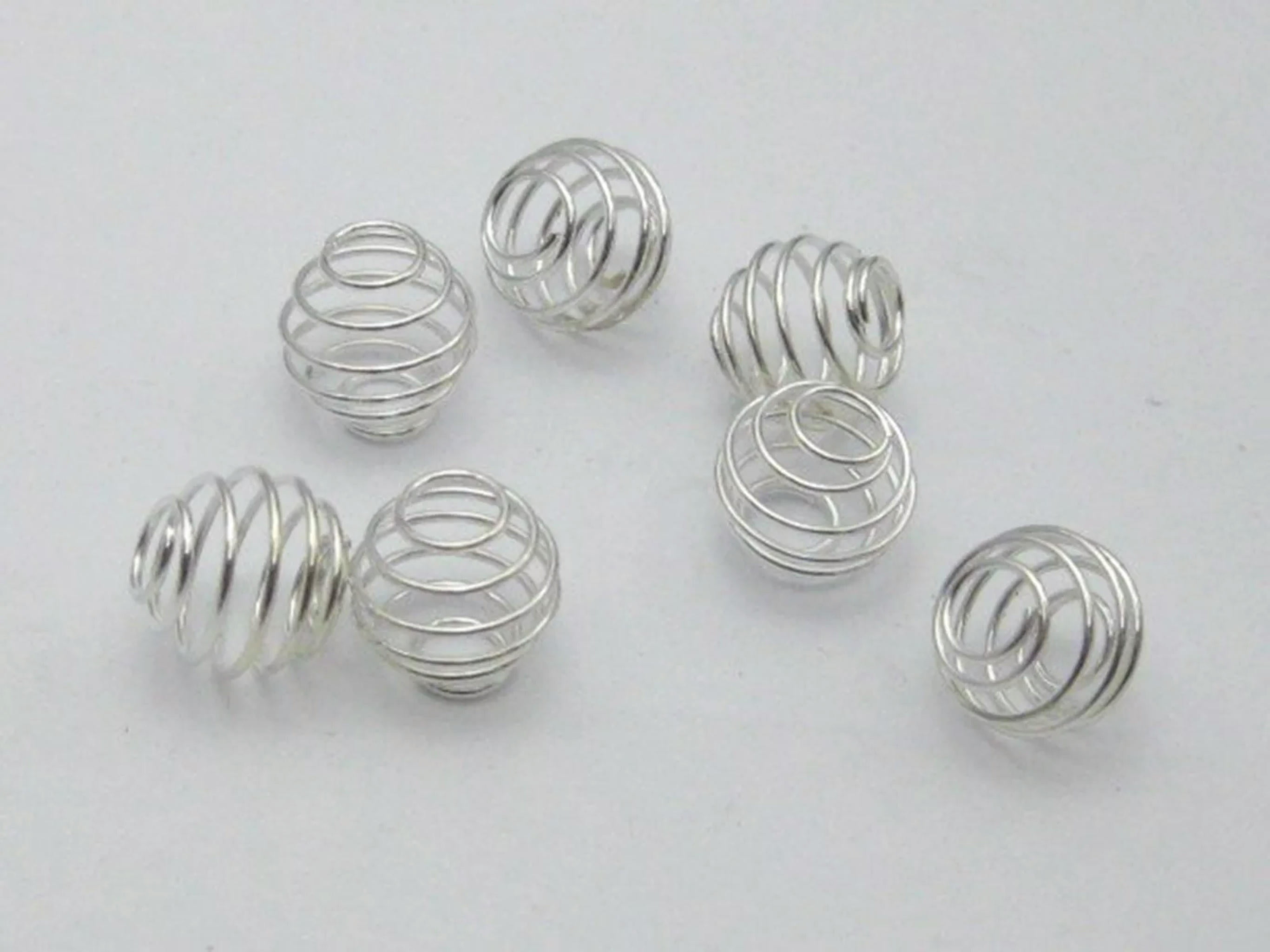 U8MO 100 Silver Plated Spiral Bead Cages 8X8mm Spacer Beads - Walmart.com