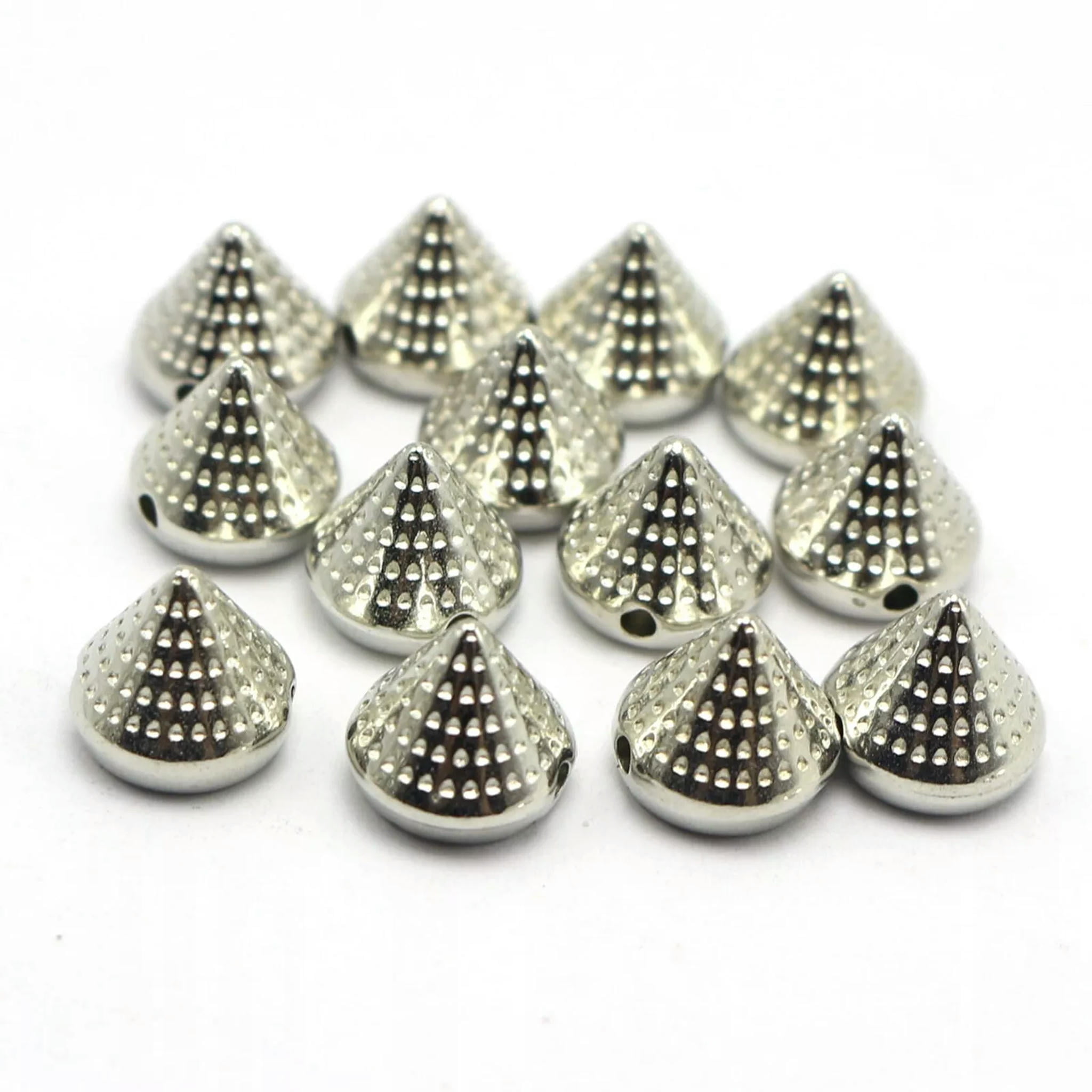 U8MO 100 Silver Tone Metallic Rock Punk Dotted Spike Rivet Taper Studs ...