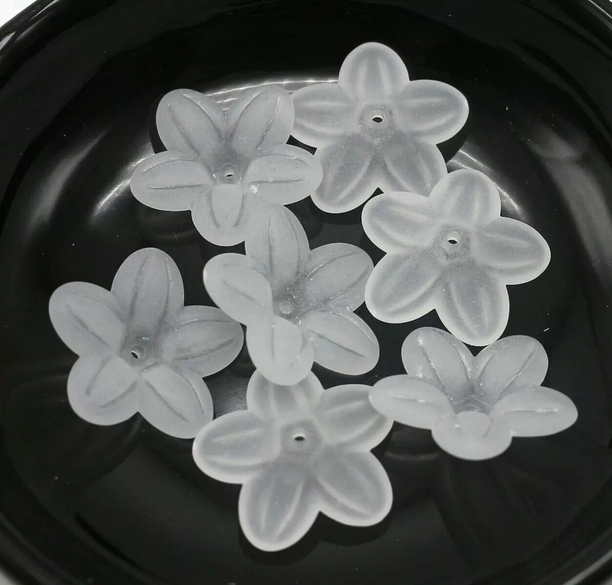 U8MO 100 White Frost Acrylic Star Flower Bead Cap 21mm Bride Wedding ...