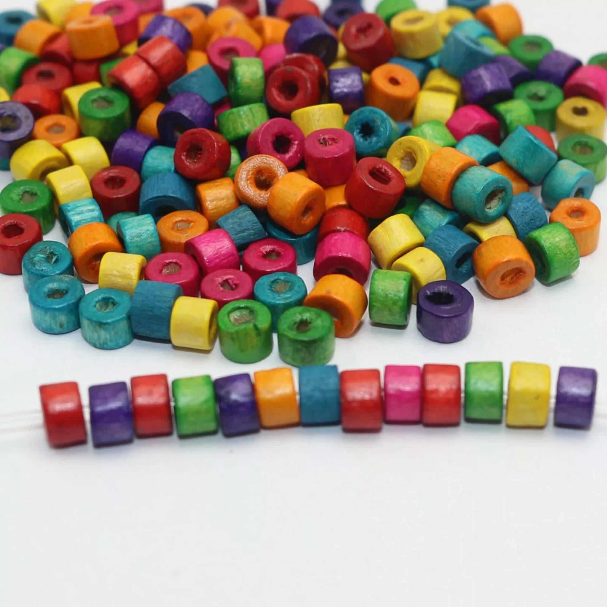 U8MO 1000 Mixed Color 4X3mm Mini Column Heishi Wood Beads~Wooden Spacer ...