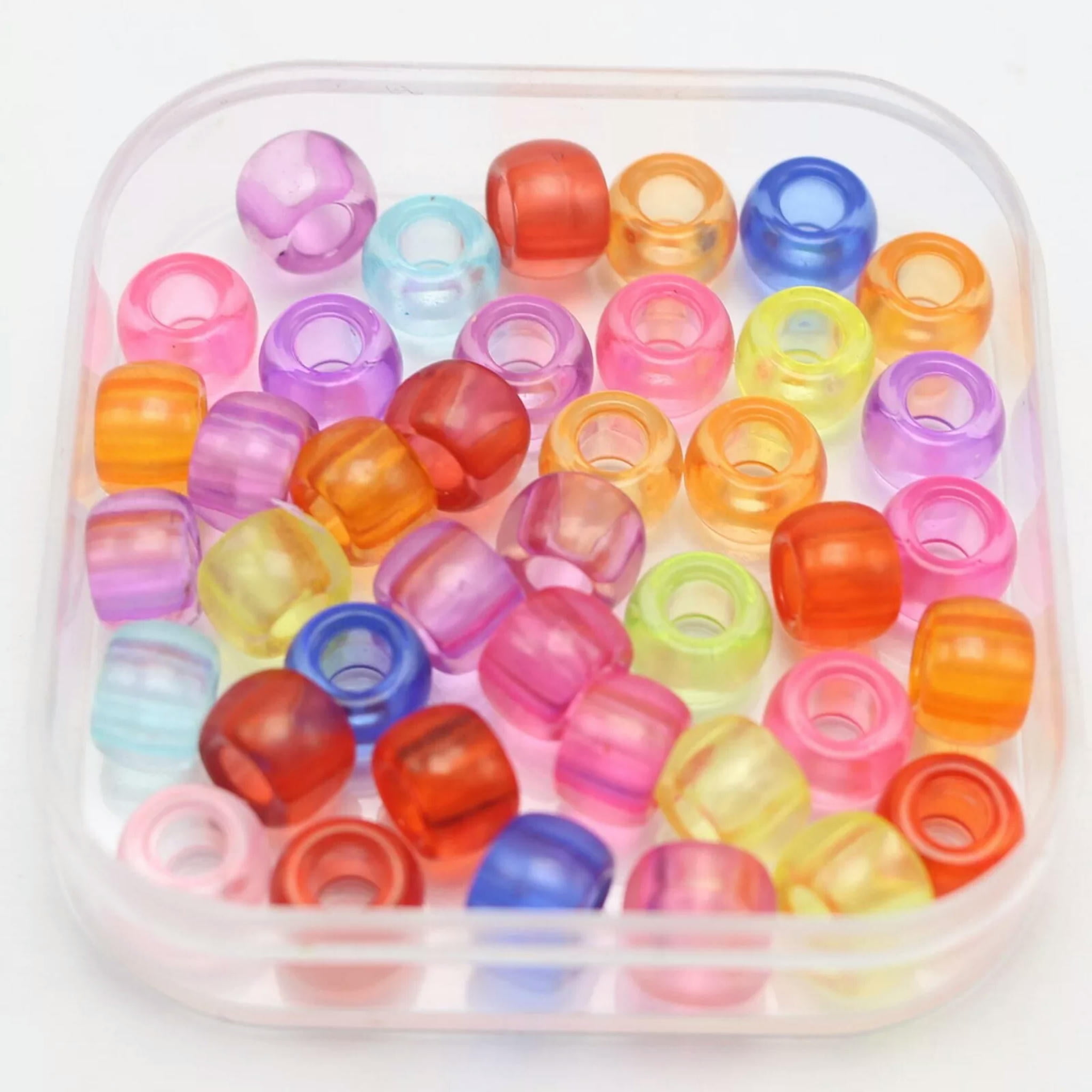 U8MO 1000 Mixed Transparent Color Acrylic Barrel Pony Beads 9X6mm for ...