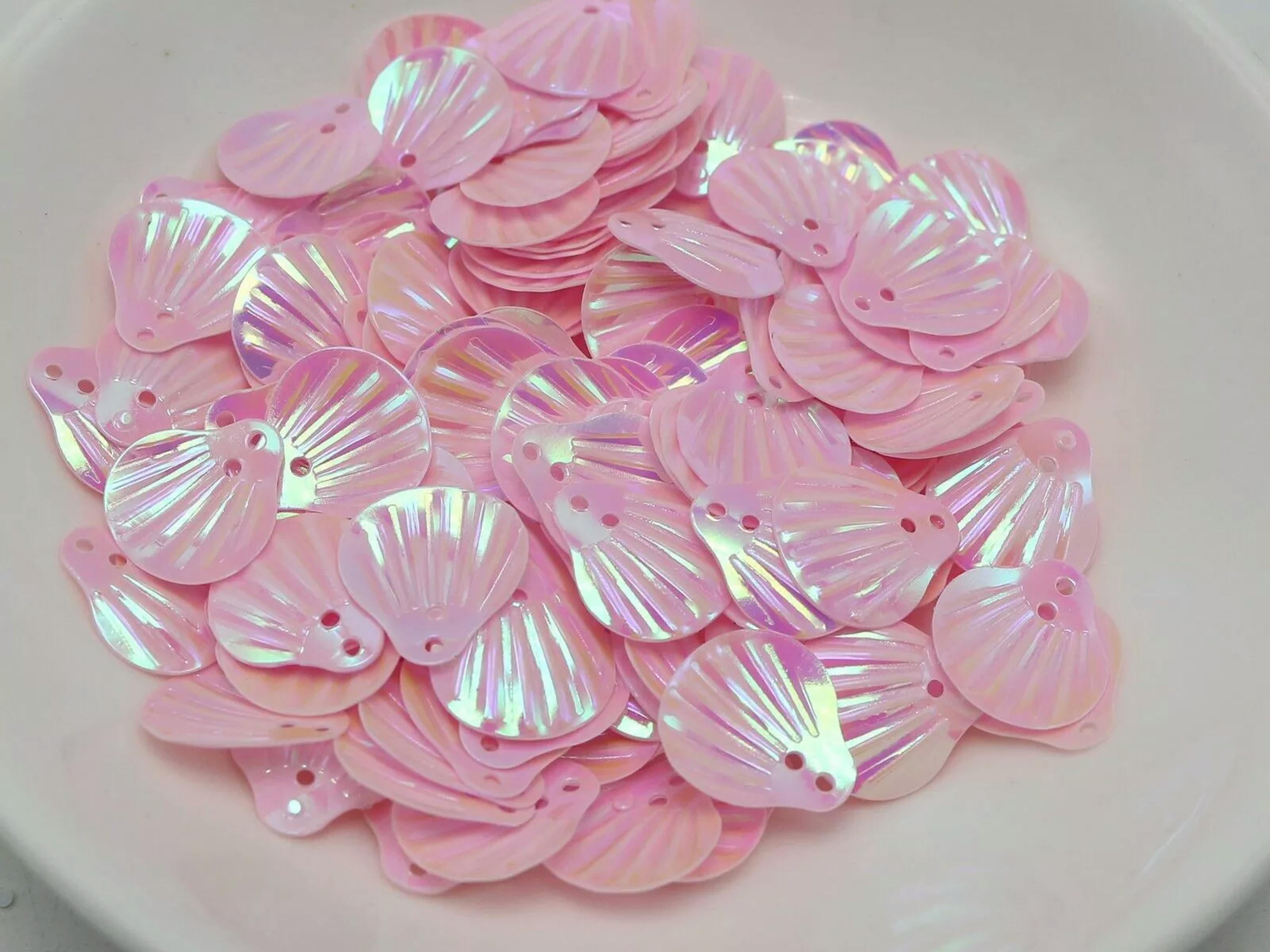 U8MO 1000 Pink Shell loose sequins Paillettes Top Hole sewing Wedding ...