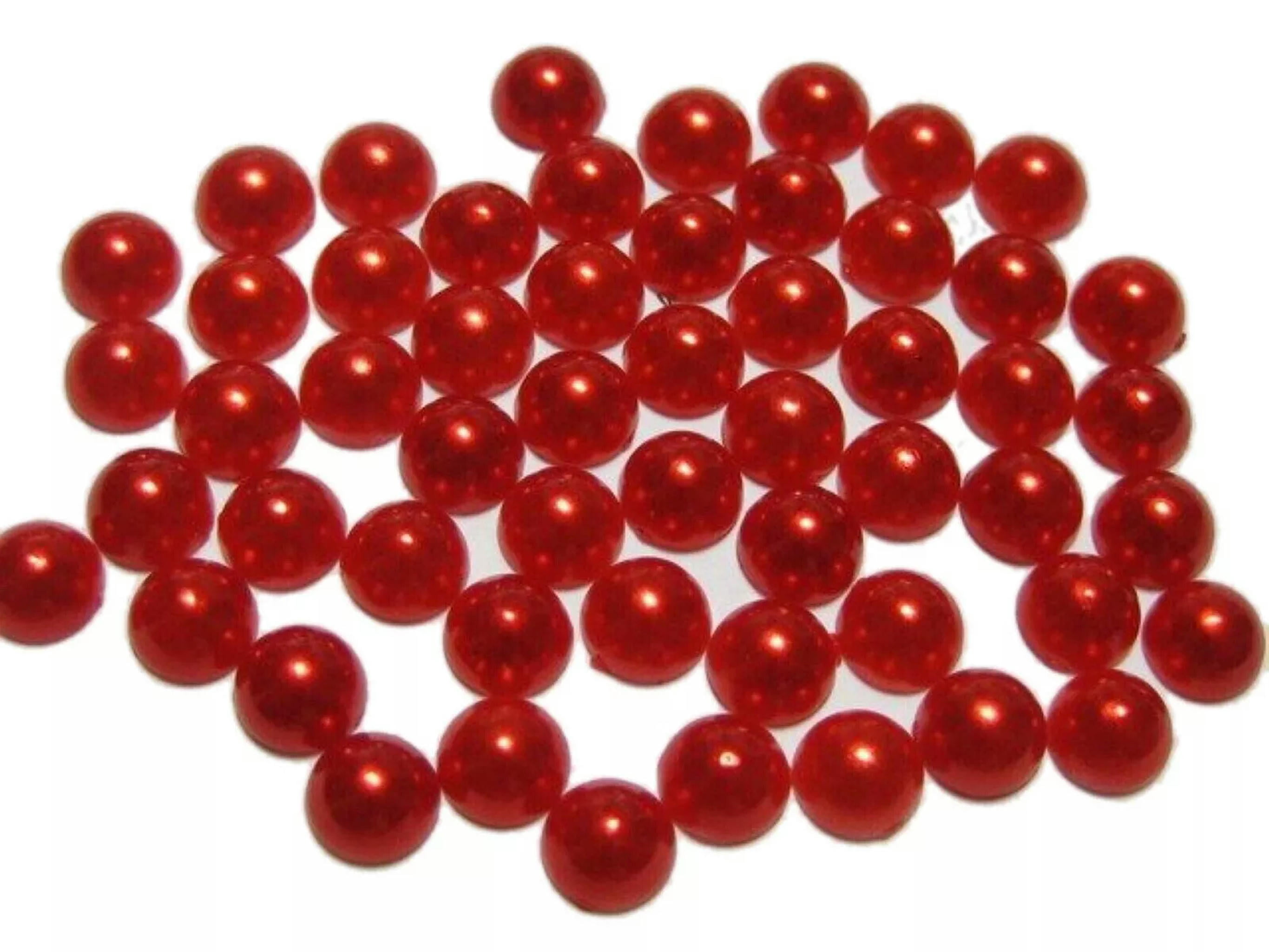 U8MO 1000 Red Flatback Half Pearl Bead 6mm Flat Back Scrapbook Craft ...