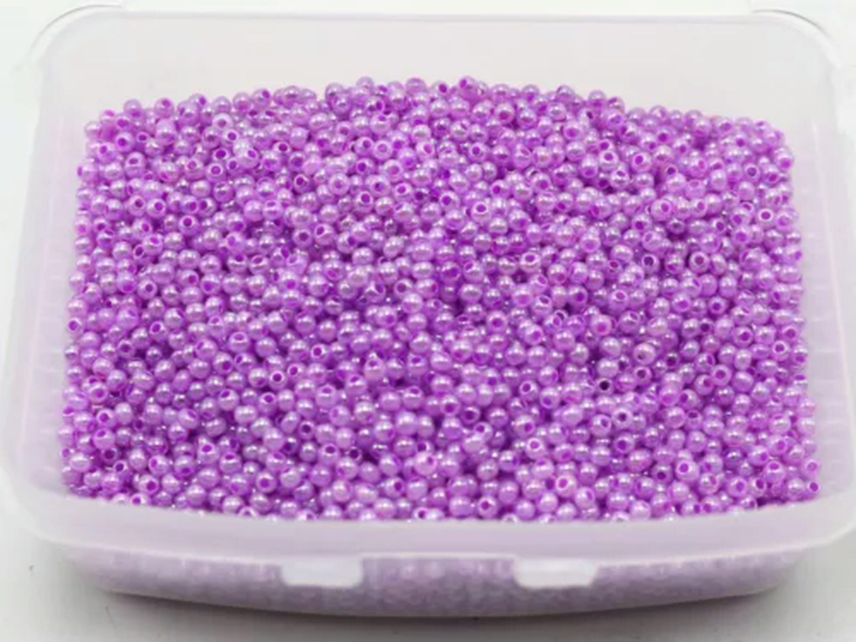 U8MO 10000 Ceylon Pearl Glass Beads 1.5mm (12/0) + Storage Box Colour ...