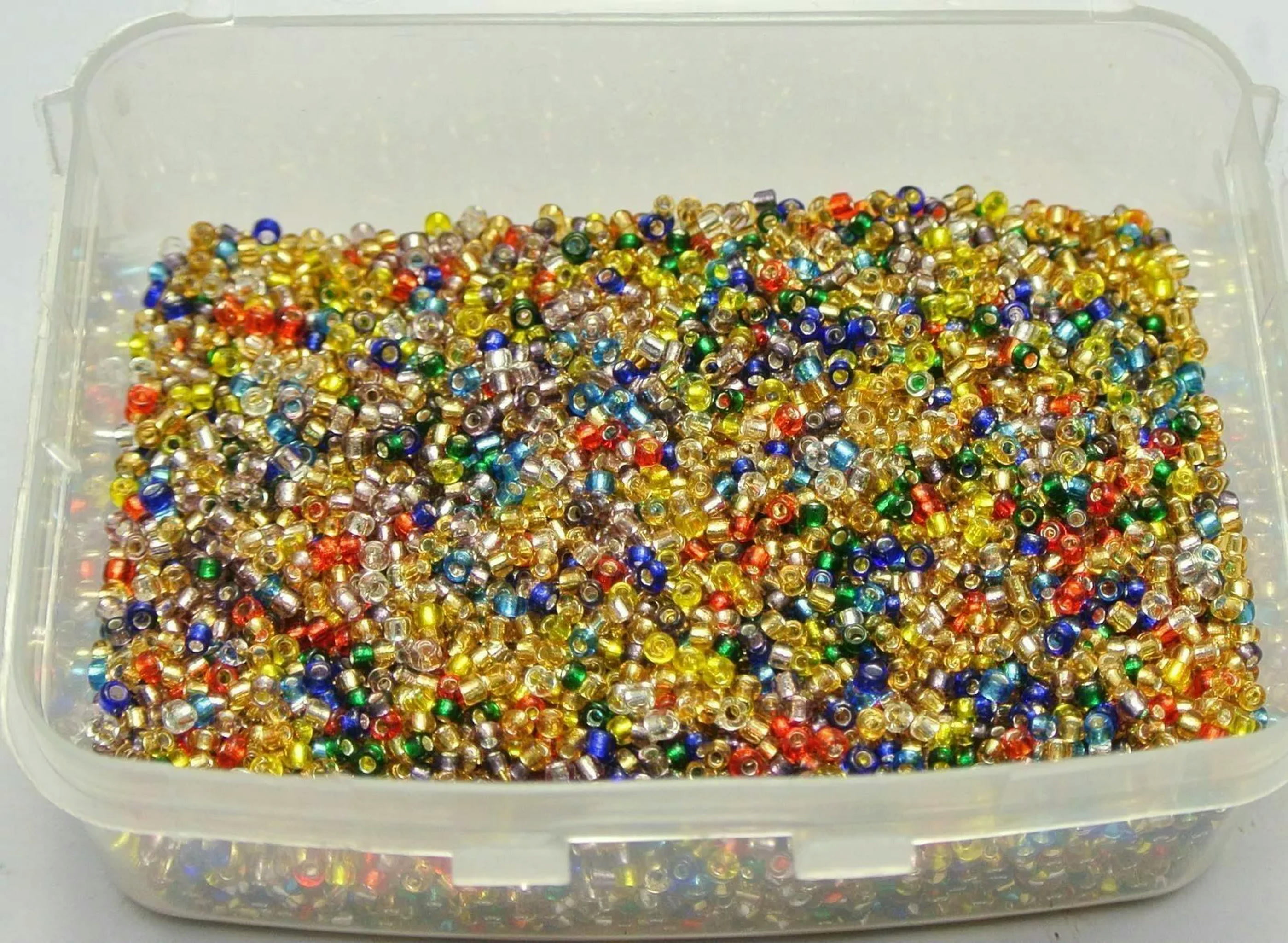 U8MO 10000 Mixed Color Glass Beads 1.5mm (12/0) silver lined + Storage ...
