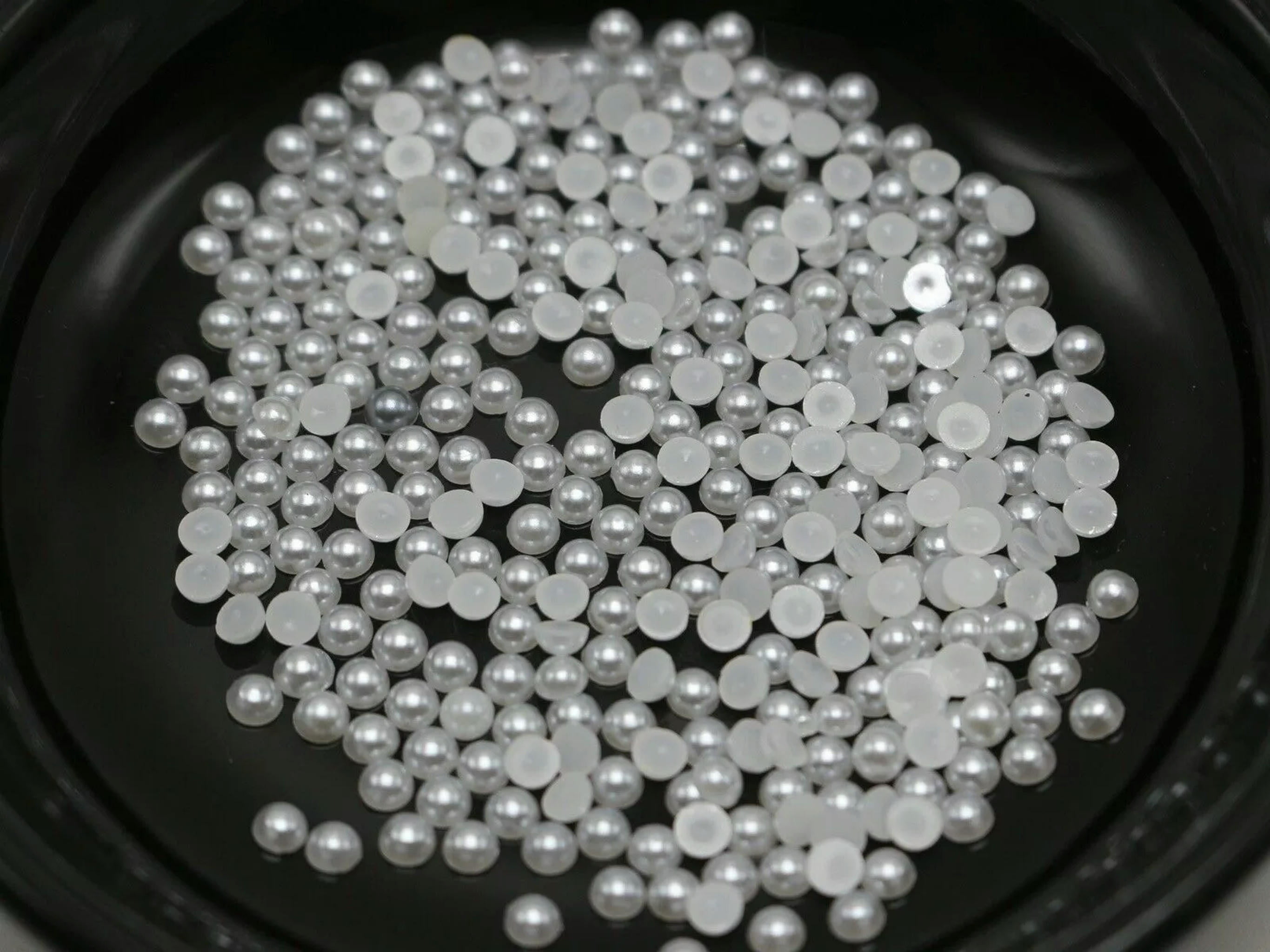 U8MO 10000 Pure White Acrylic Tiny Half Pearl Flatback Round Bead 2mm ...