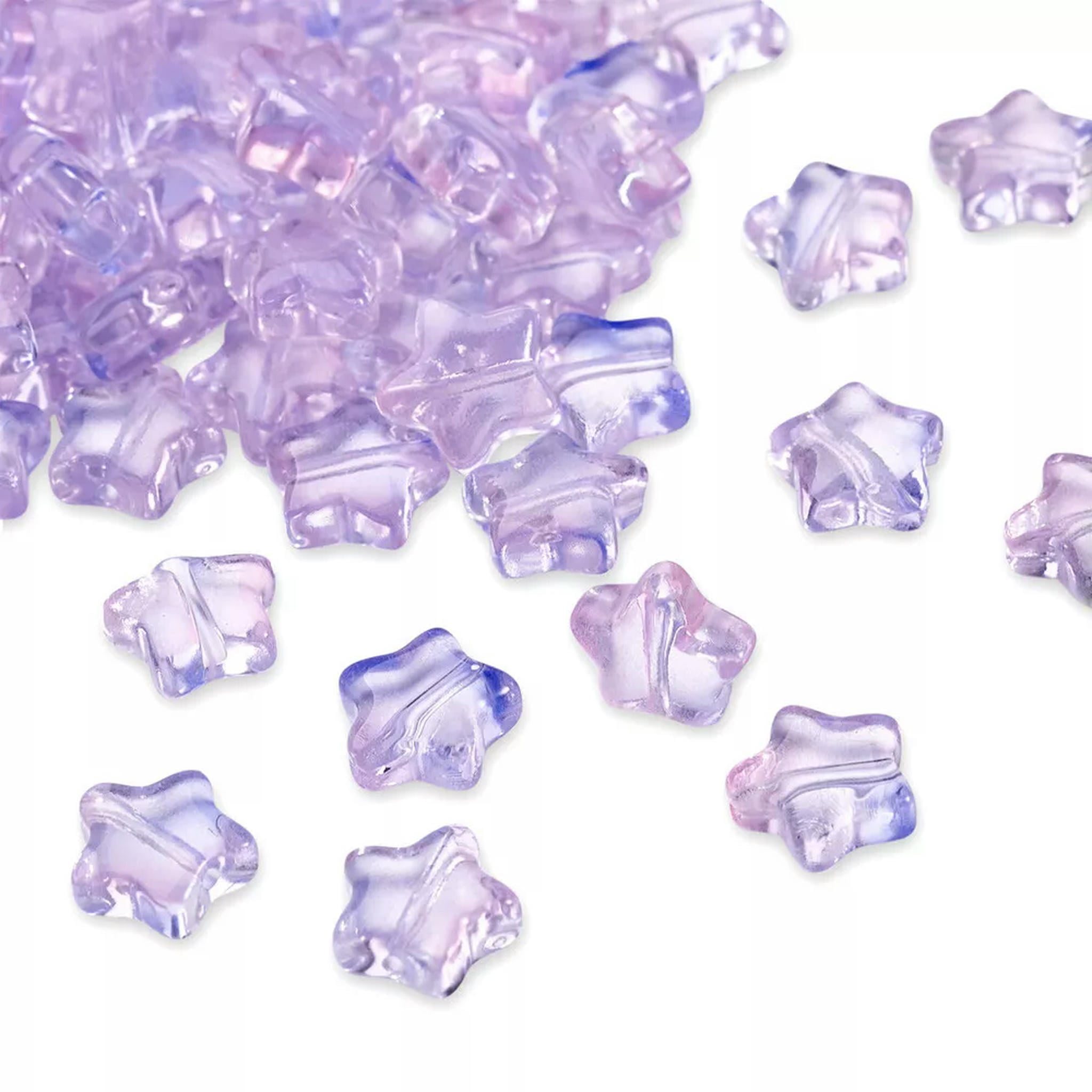 U8MO 100pc 8mm Colorful Transparent Glass Star Beads Smooth Loose ...