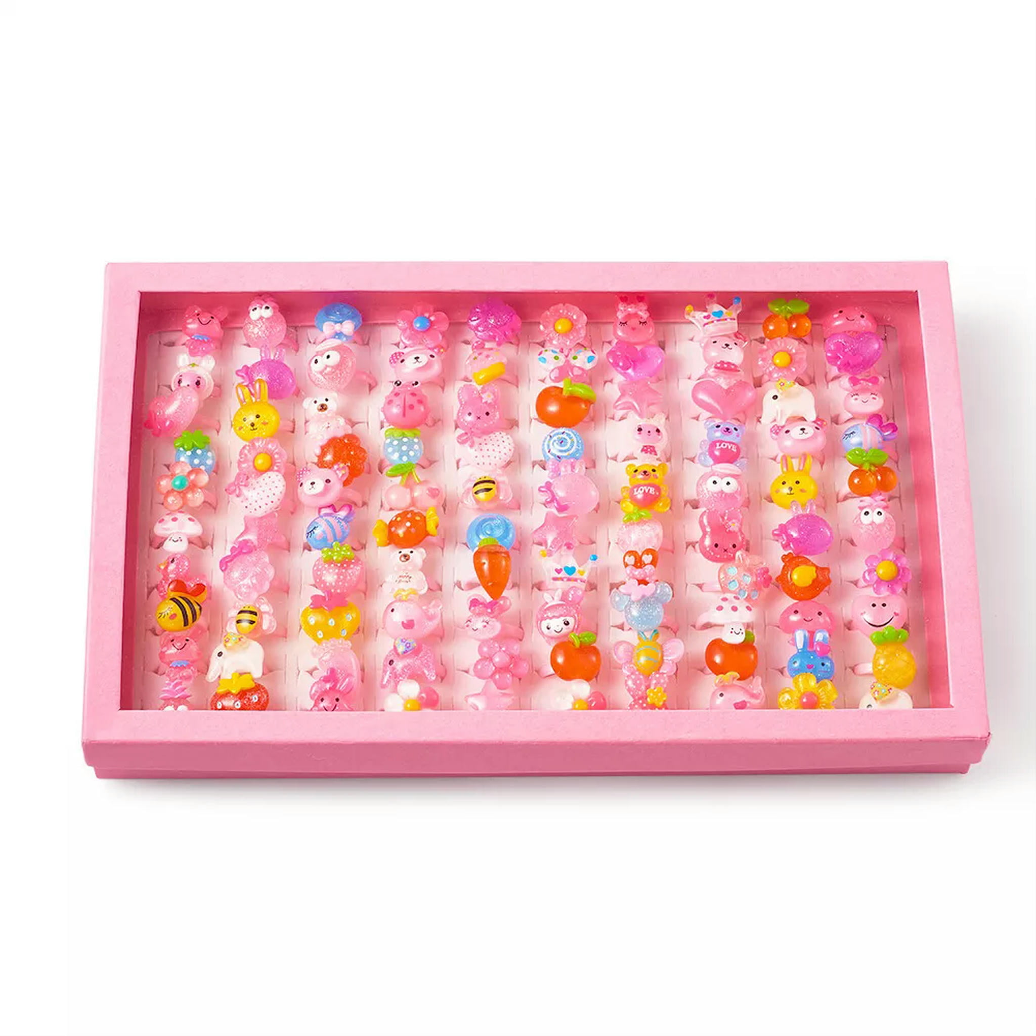 U8MO 100pcs Colorful Cute Jewelry Plastic Kids Rings For Girls DIY ...