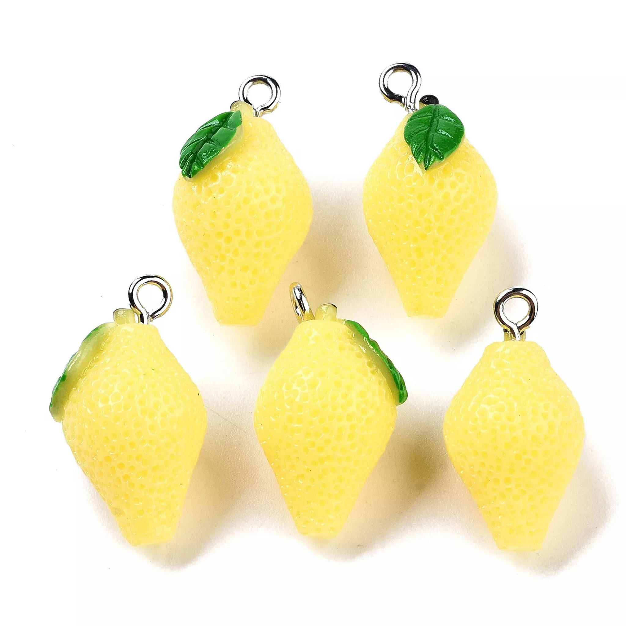 U8MO 100pcs Yellow Lemon Opaque Resin Pendants Fruit Dangle Charms ...