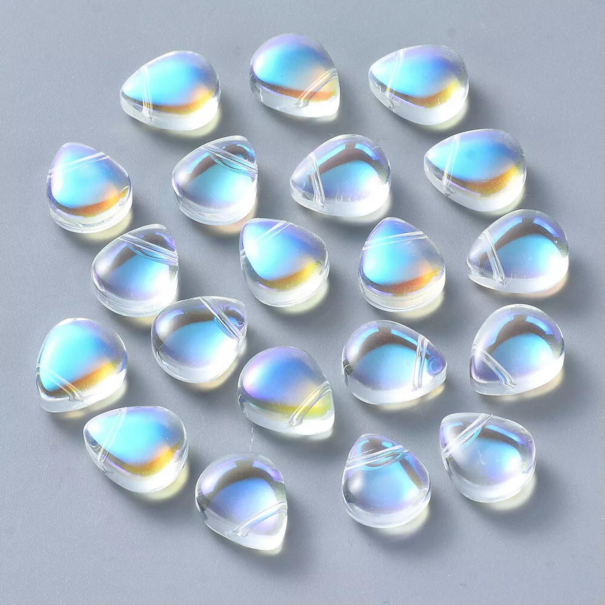 U8MO 100x Clear Spray Painted AB Color Teardrop Glass Spacer Beads ...