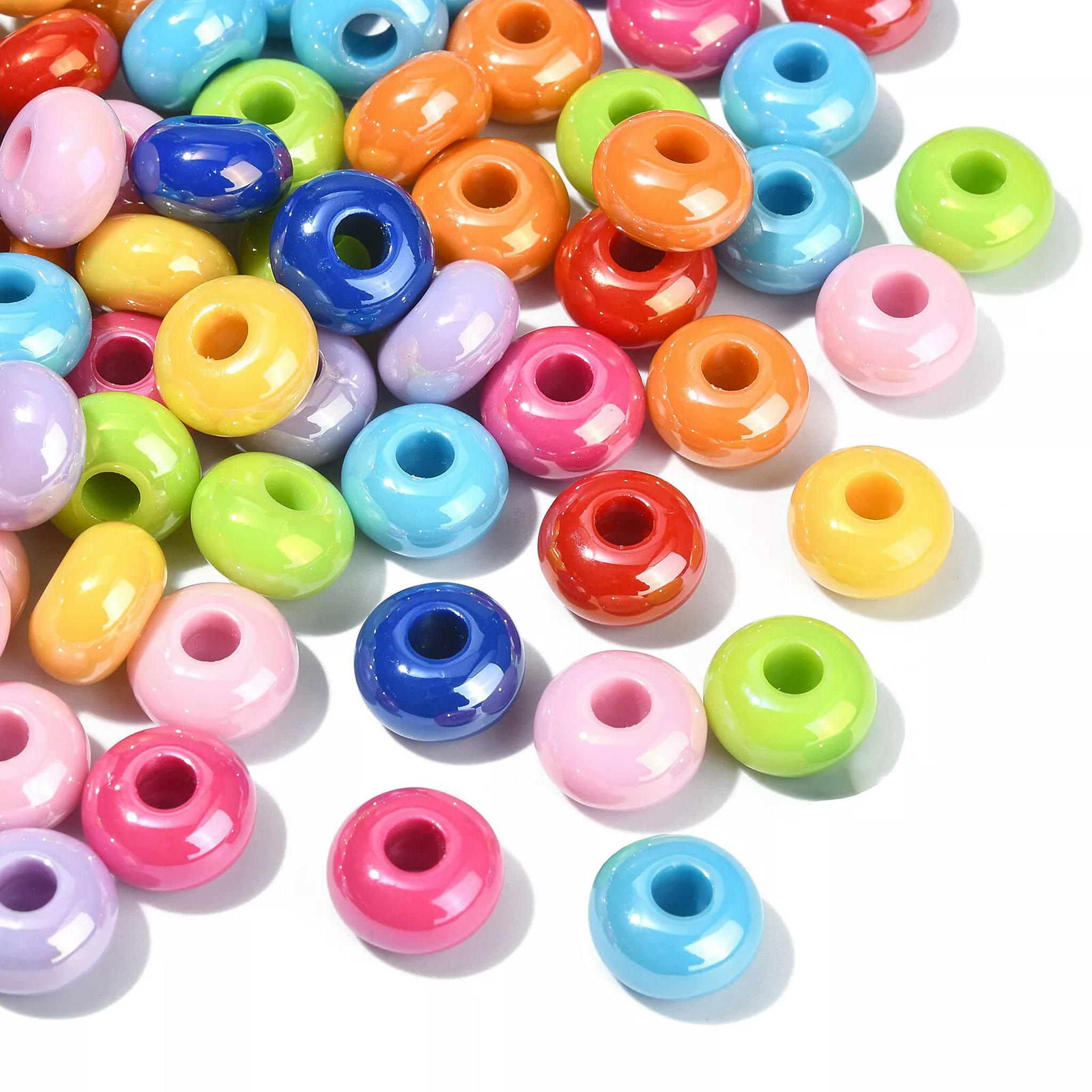 U8MO 100x Opaque Acrylic European Beads Large Hole Beads for Jewelry ...