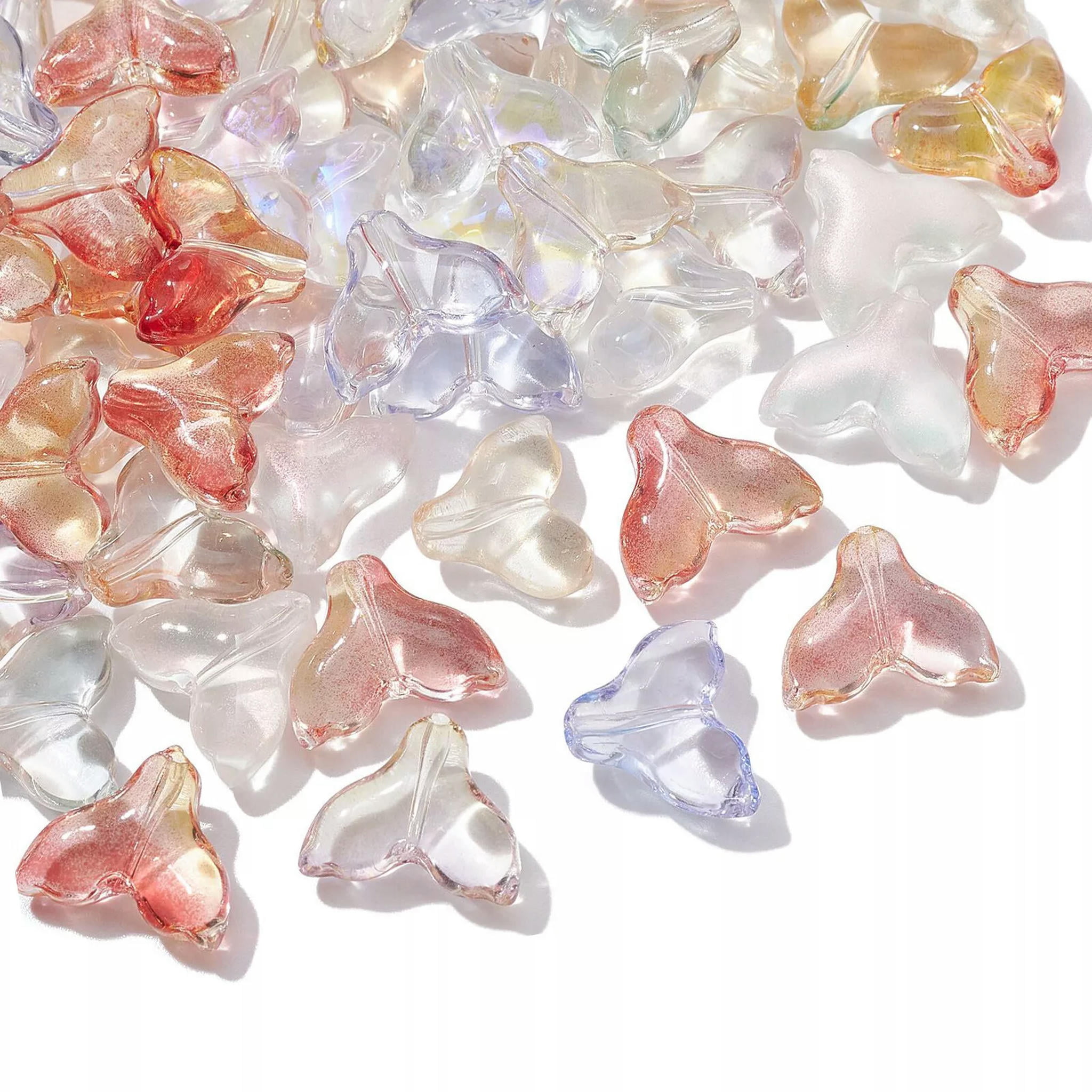 U8MO 100x Transparent Glass Whale Mermaid Tail Spacer Beads for DIY ...