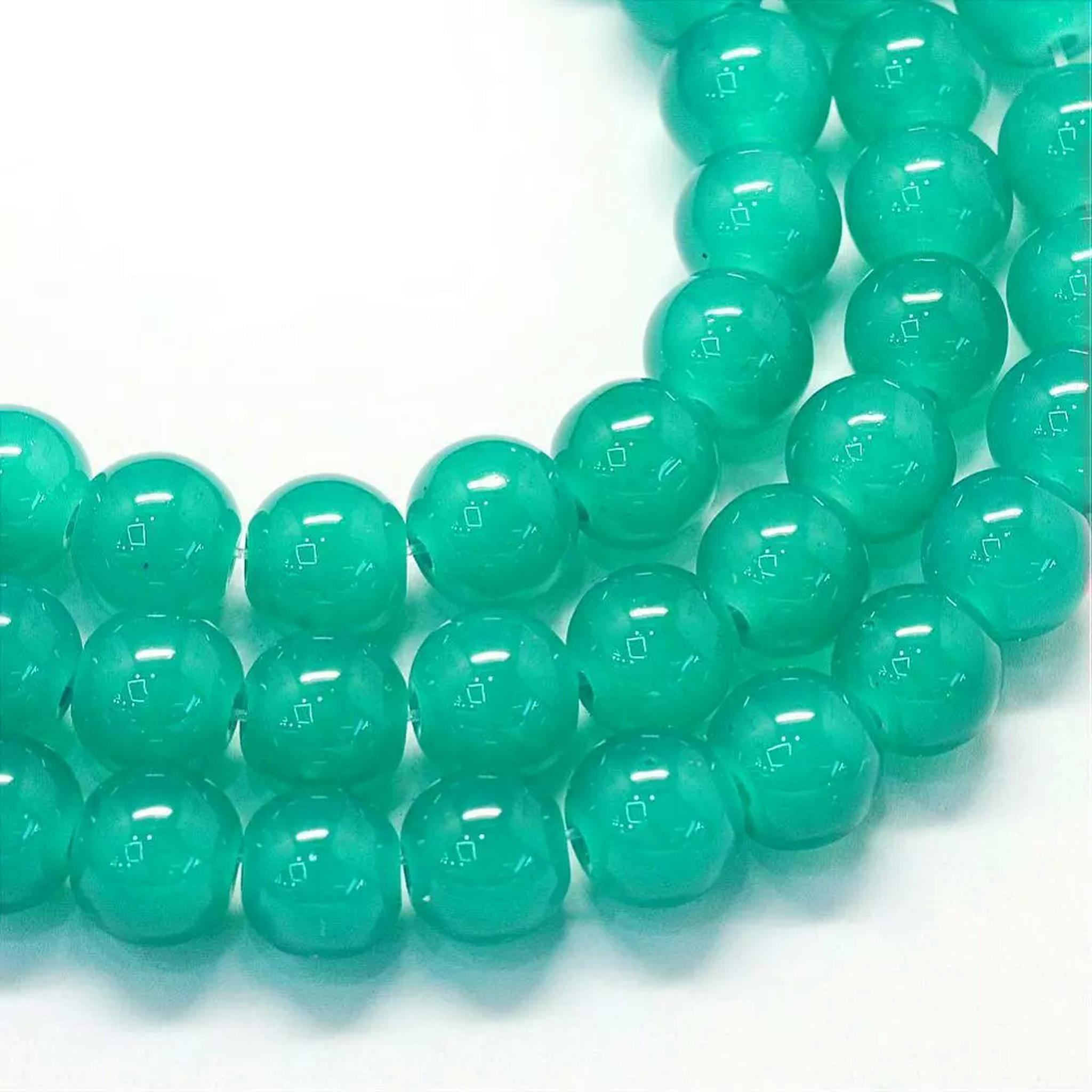 U8MO 105 Cyan Green Glass Beads Bulk Jelly 8mm Round 32" Strand Jewelry ...