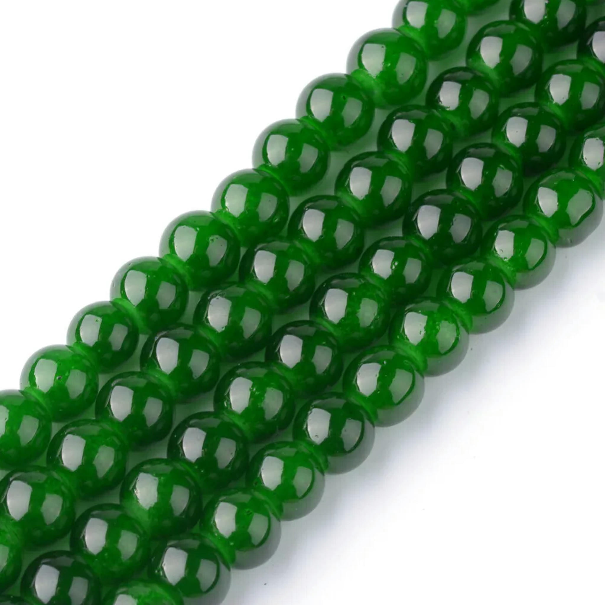 U8MO 105 Dark Green Glass Beads Bulk Jelly 8mm Round 32" Strand Jewelry ...