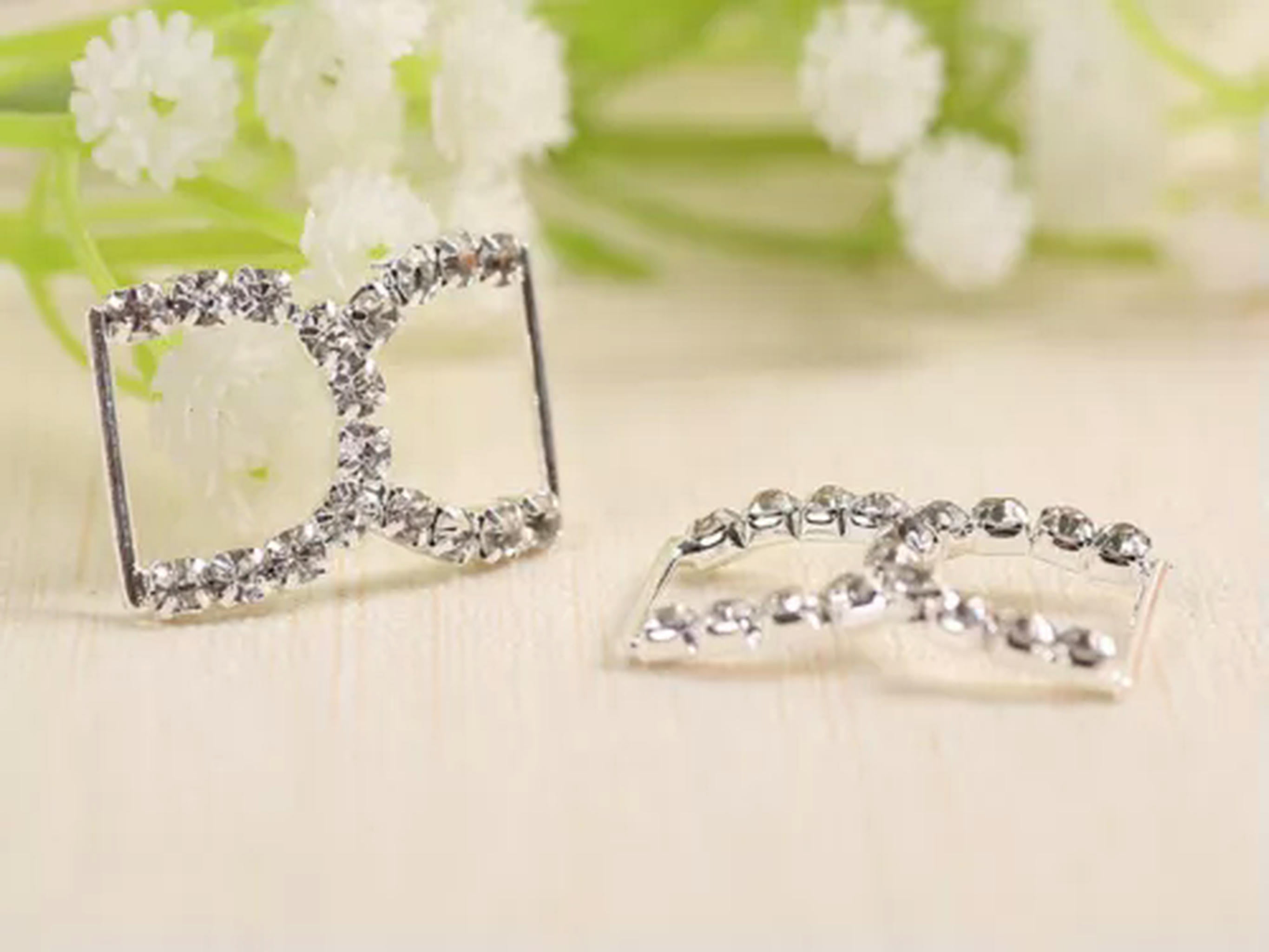 U8MO 10Pcs Crystal Rhinestones Invitation Ribbon Buckle Slider For ...