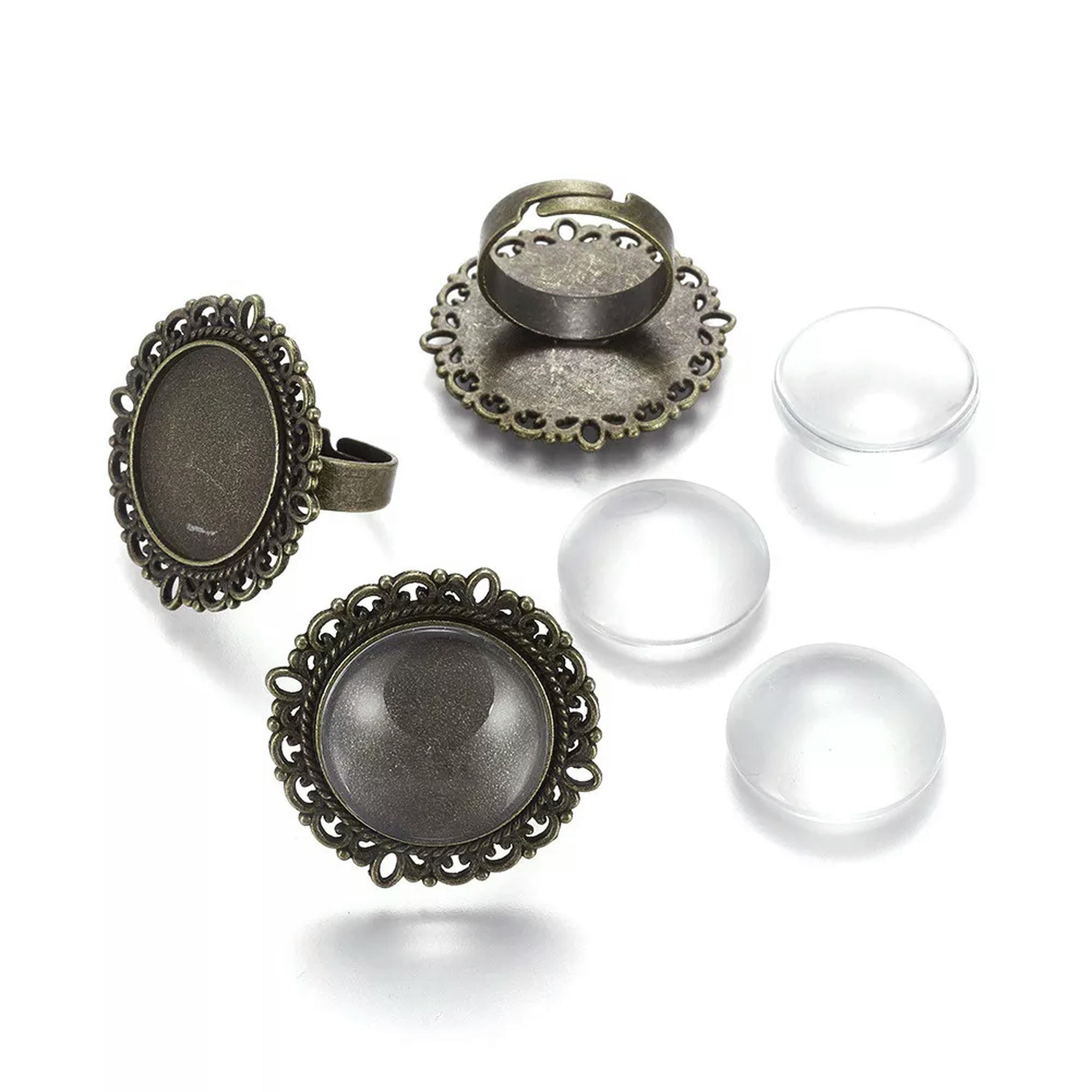 U8MO 10Sets Iron Adjustable Ring Blanks Bezel Setting Cup Antique ...