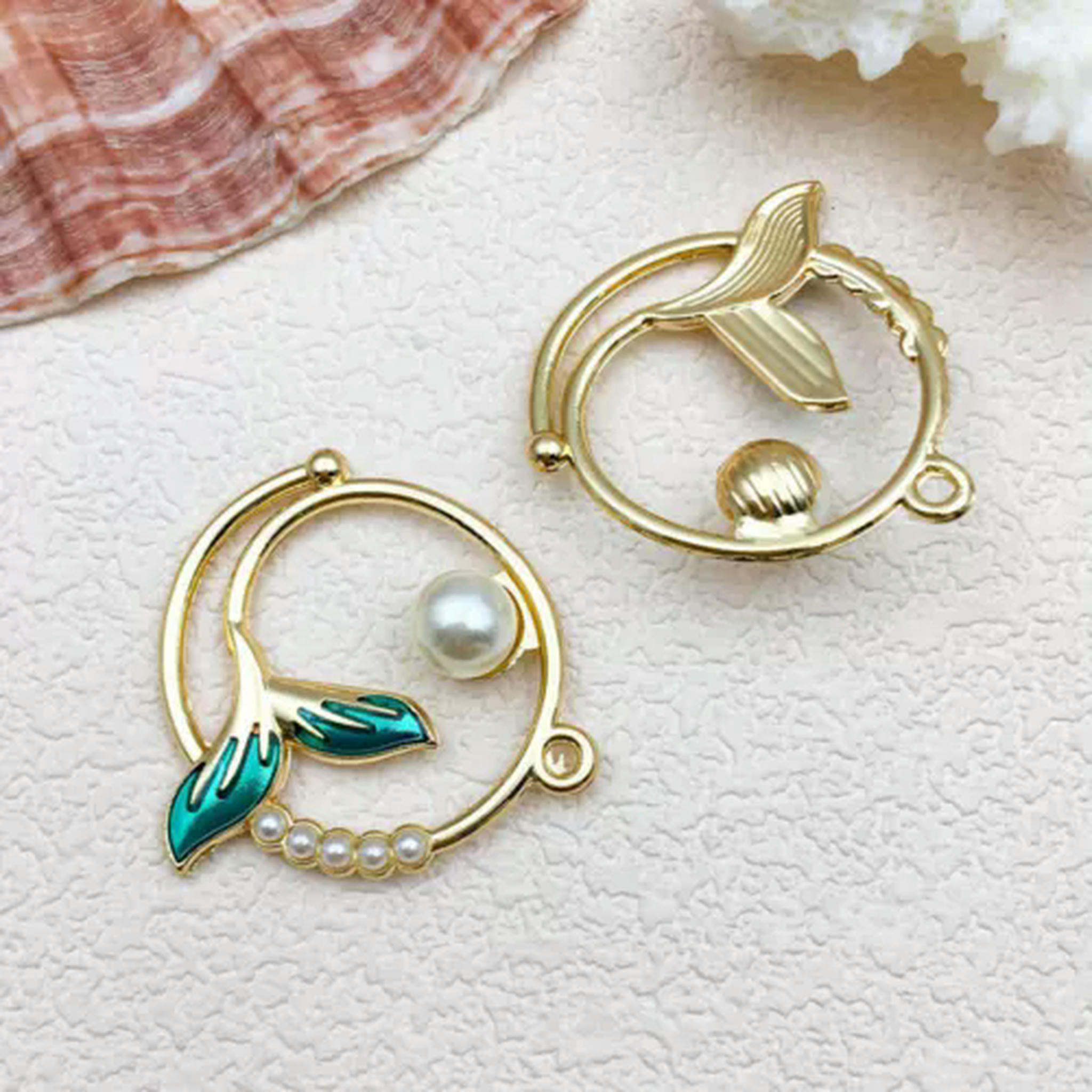 U8MO 10X Blue Ocean Scallop Shell Mermaid Starfish Charms Pendants for ...