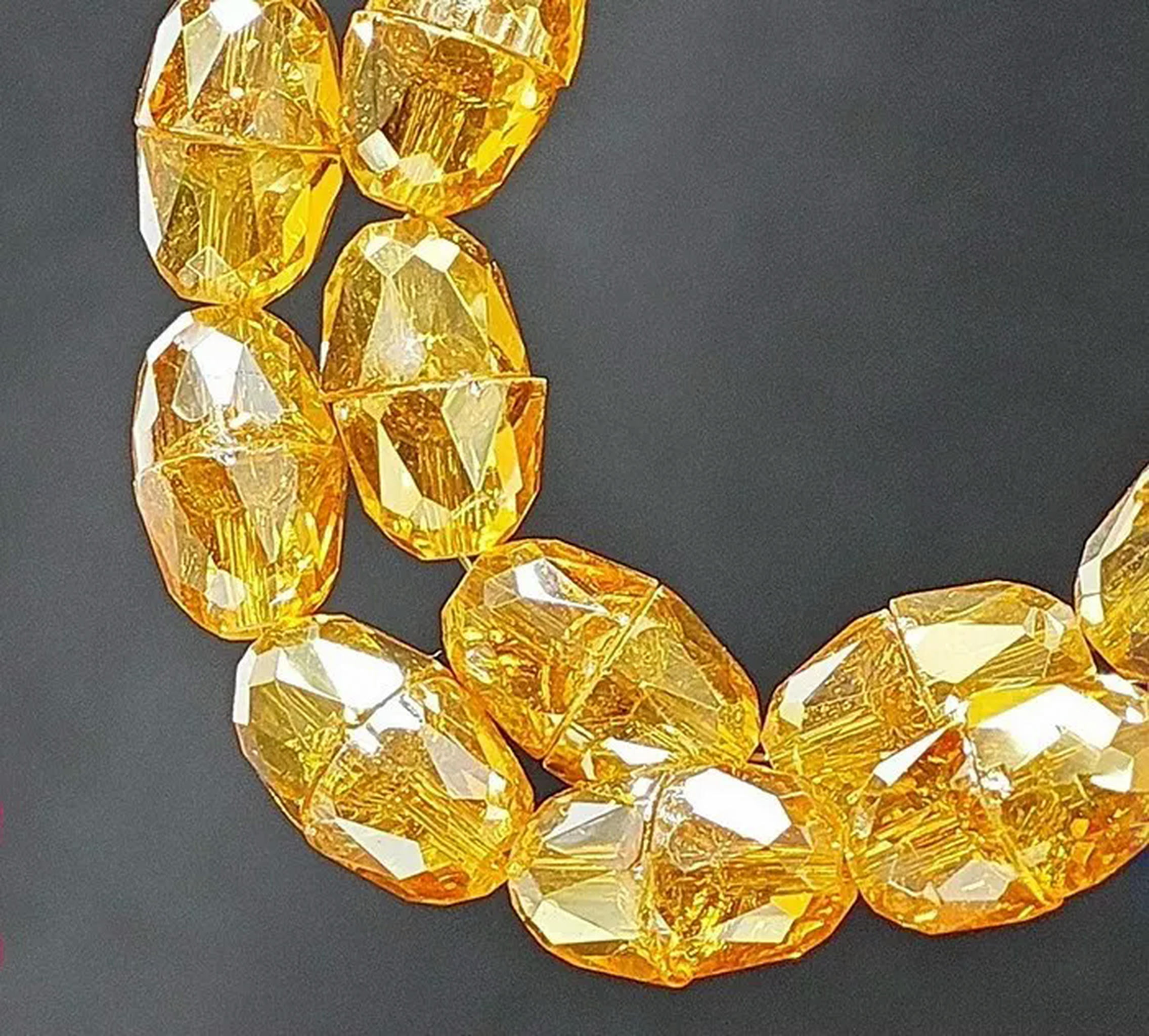 U8MO 10mm Faceted Shiny Gold Crystal Quartz Hat crown type Beads 20PCS ...