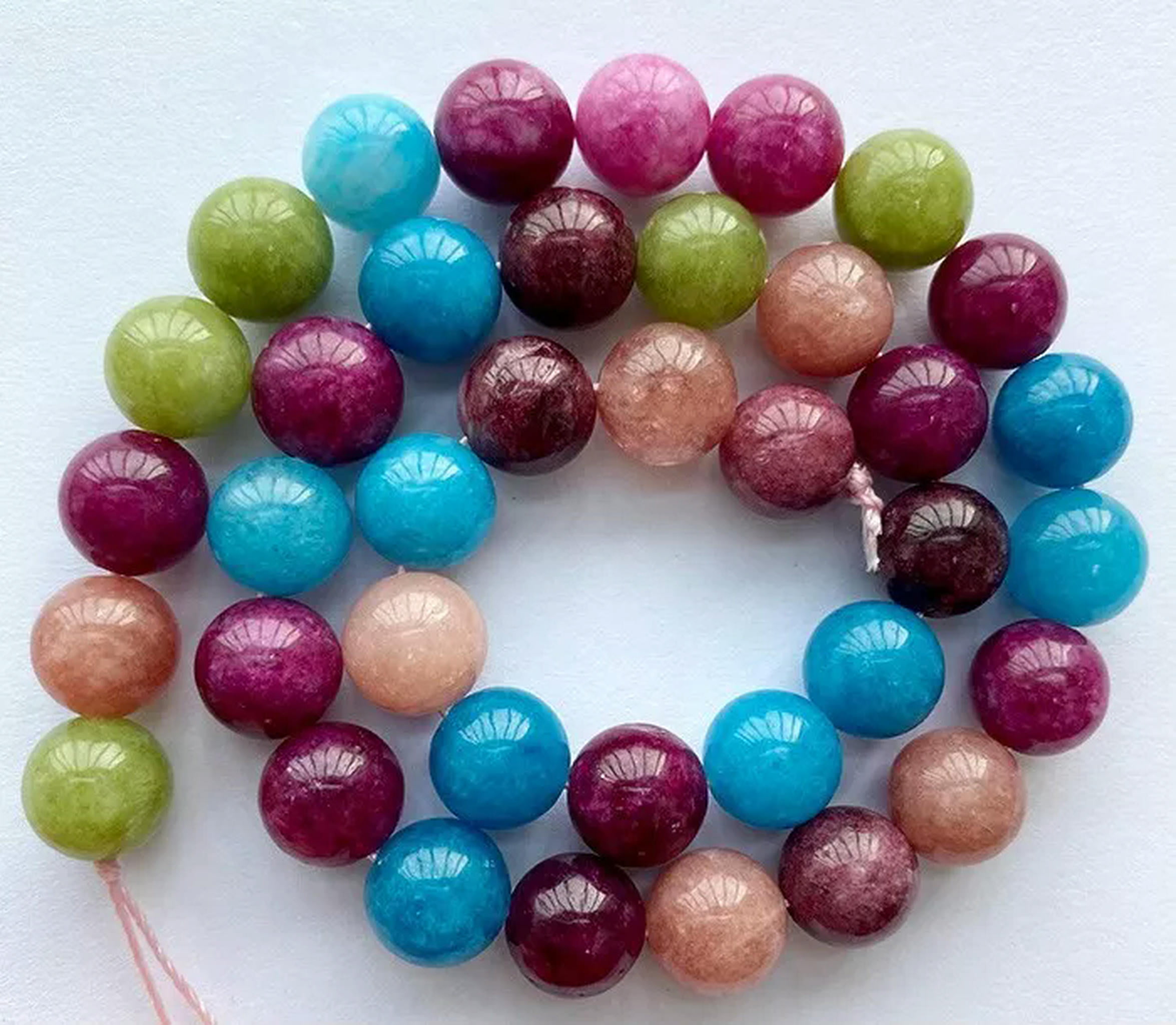 U8MO 10mm Pretty color Jade Round Loose Beads 15" - Walmart.com