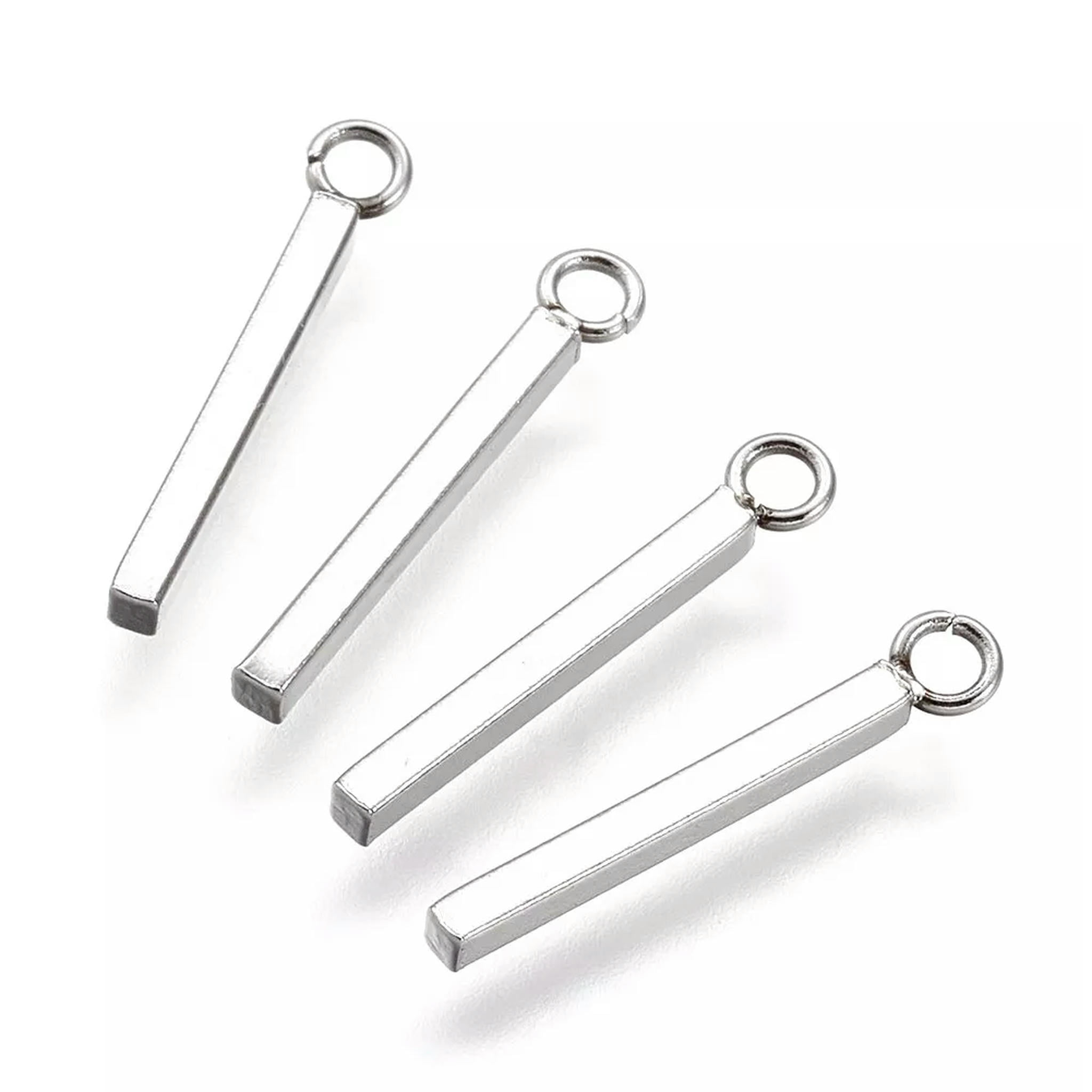 U8MO 10pc 304 Stainless Steel Cuboid Bar Charms Smooth Dangle Stick ...