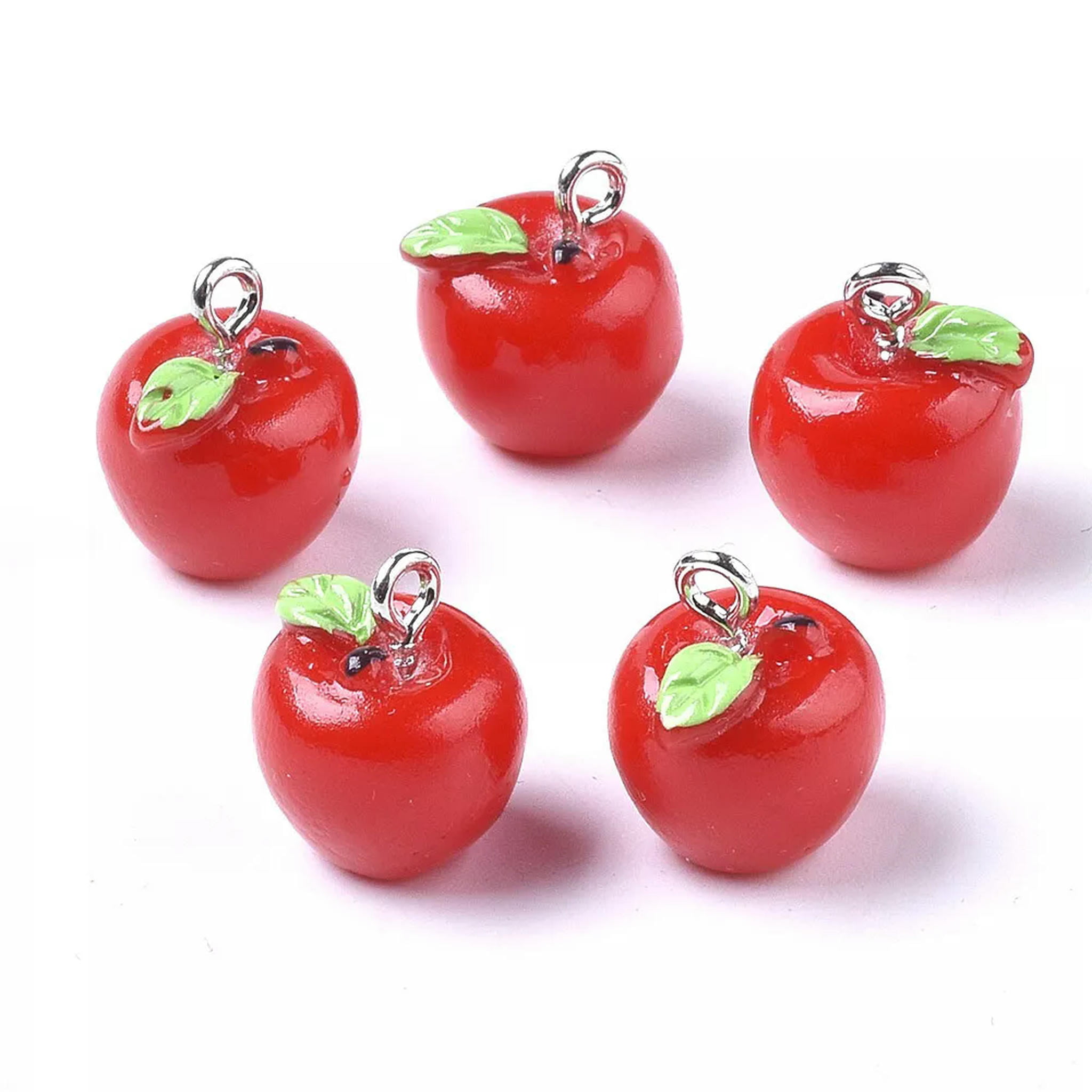 U8MO 10pc Red Resin Apple Charms Cute Fruit Dangle Pendants DIY Jewelry ...