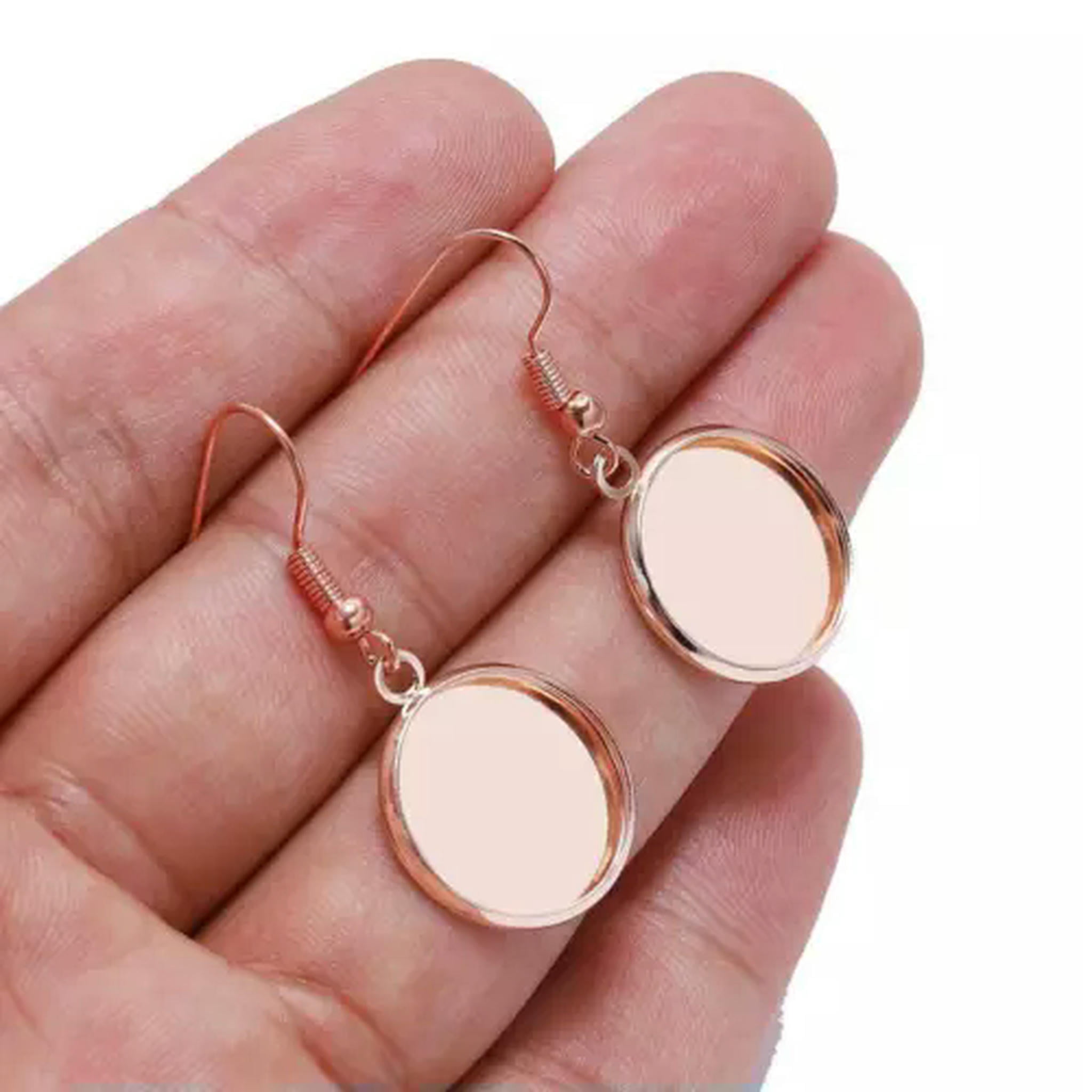 U8MO 10pcs 10~25mm Metal Ear Hooks with Cabochon Setting Base Tray Cup ...