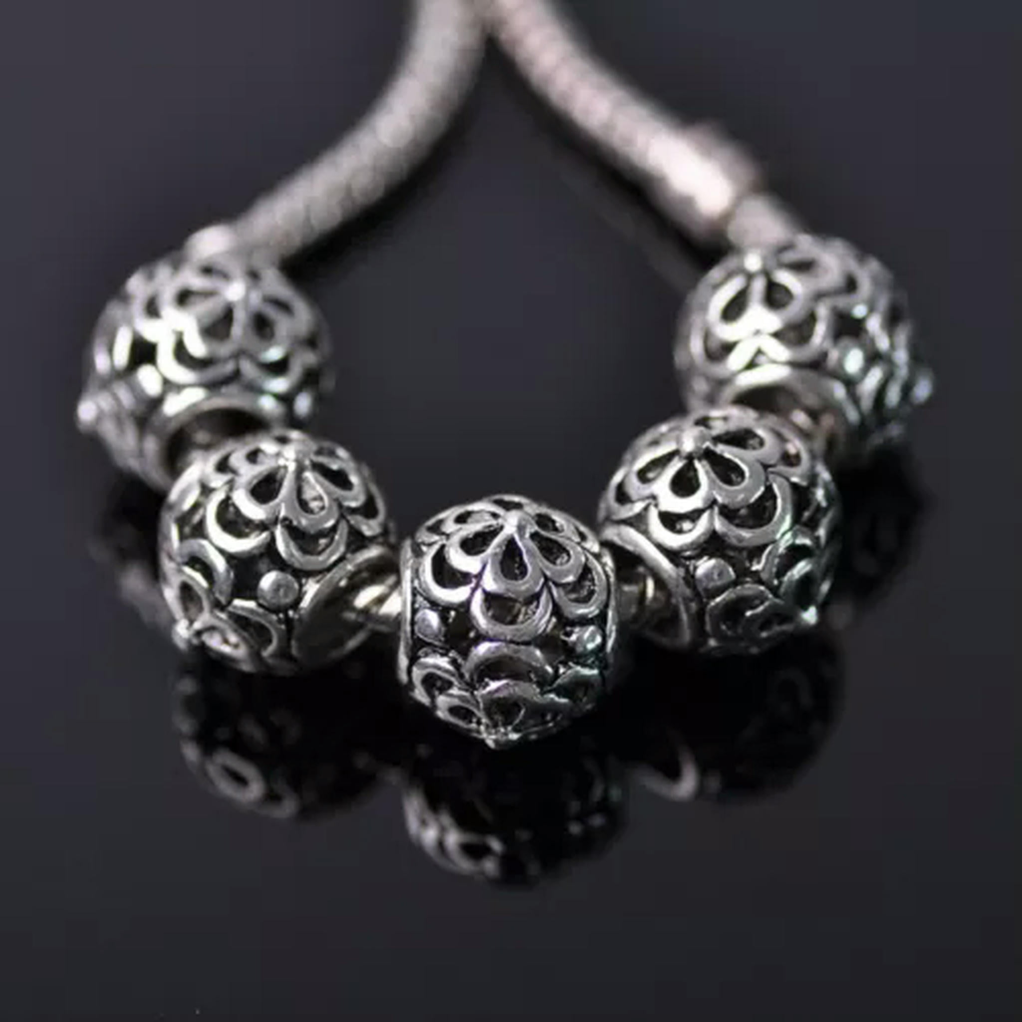 U8MO 10pcs 10mm 12mm Dark Silver Loose Metal European Charms Big Hole ...