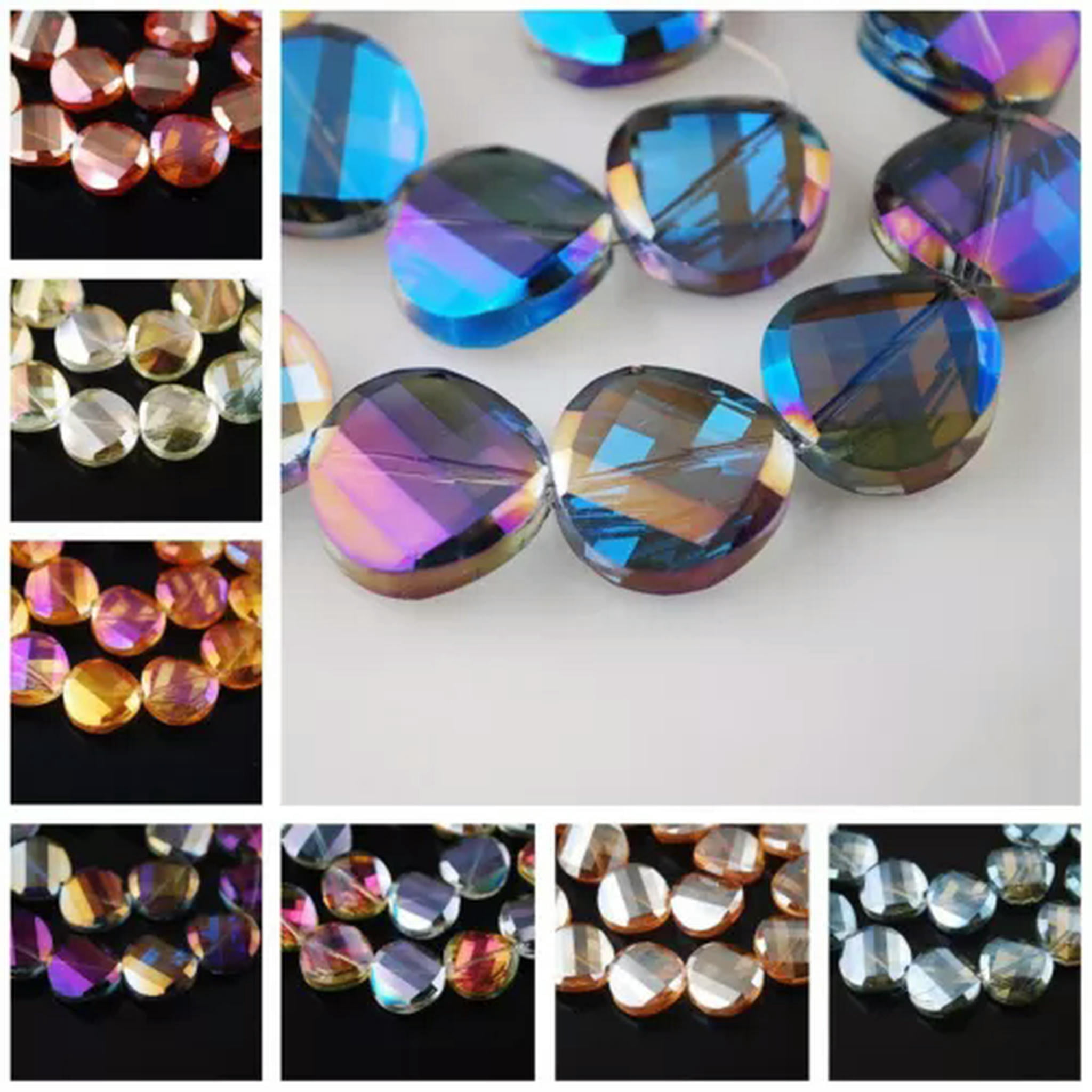 U8MO 10pcs 12/14/18mm Twist Coin Faceted Crystal Glass Loose Beads for ...