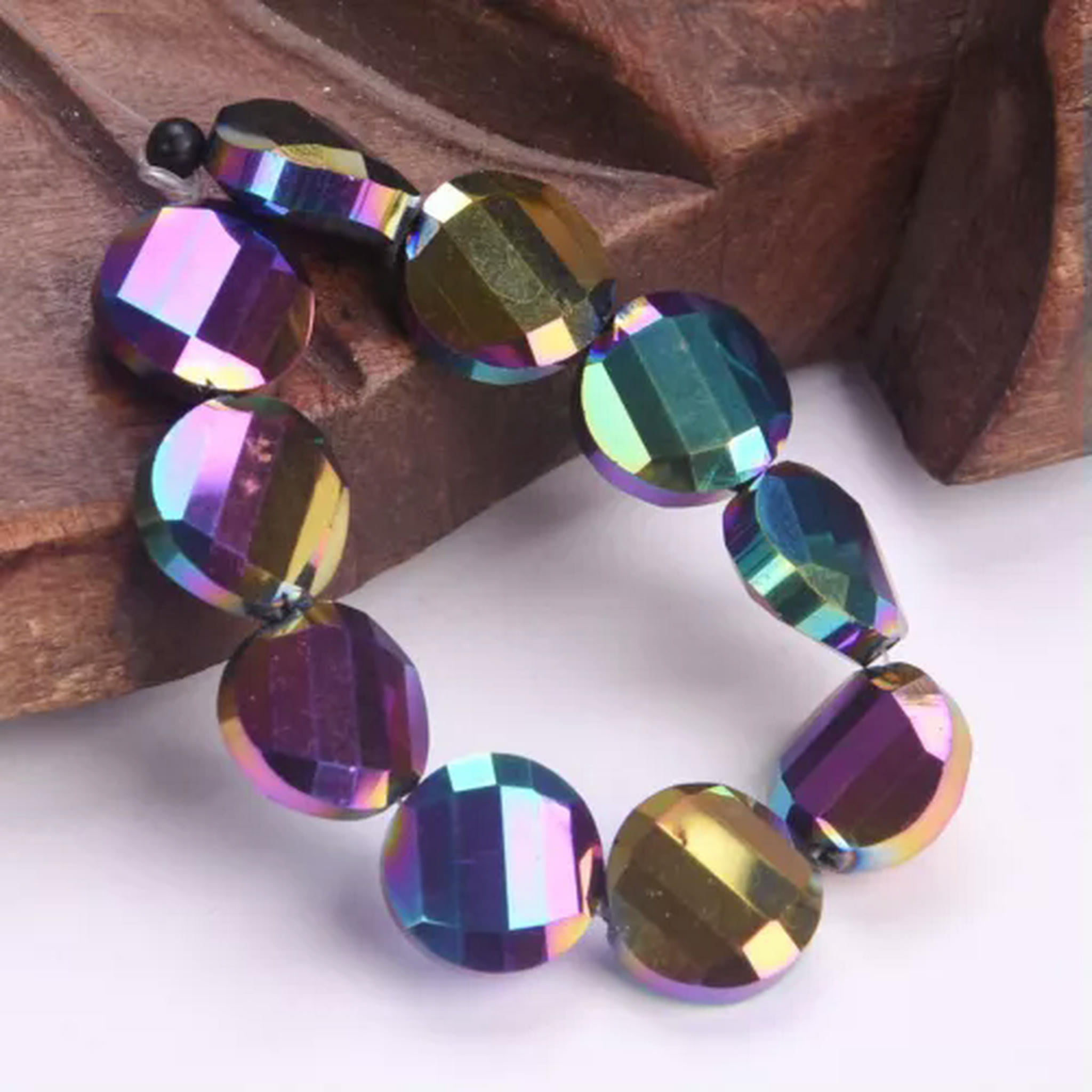 U8MO 10pcs 12/14/18mm Twist Coin Faceted Crystal Glass Loose Beads for ...