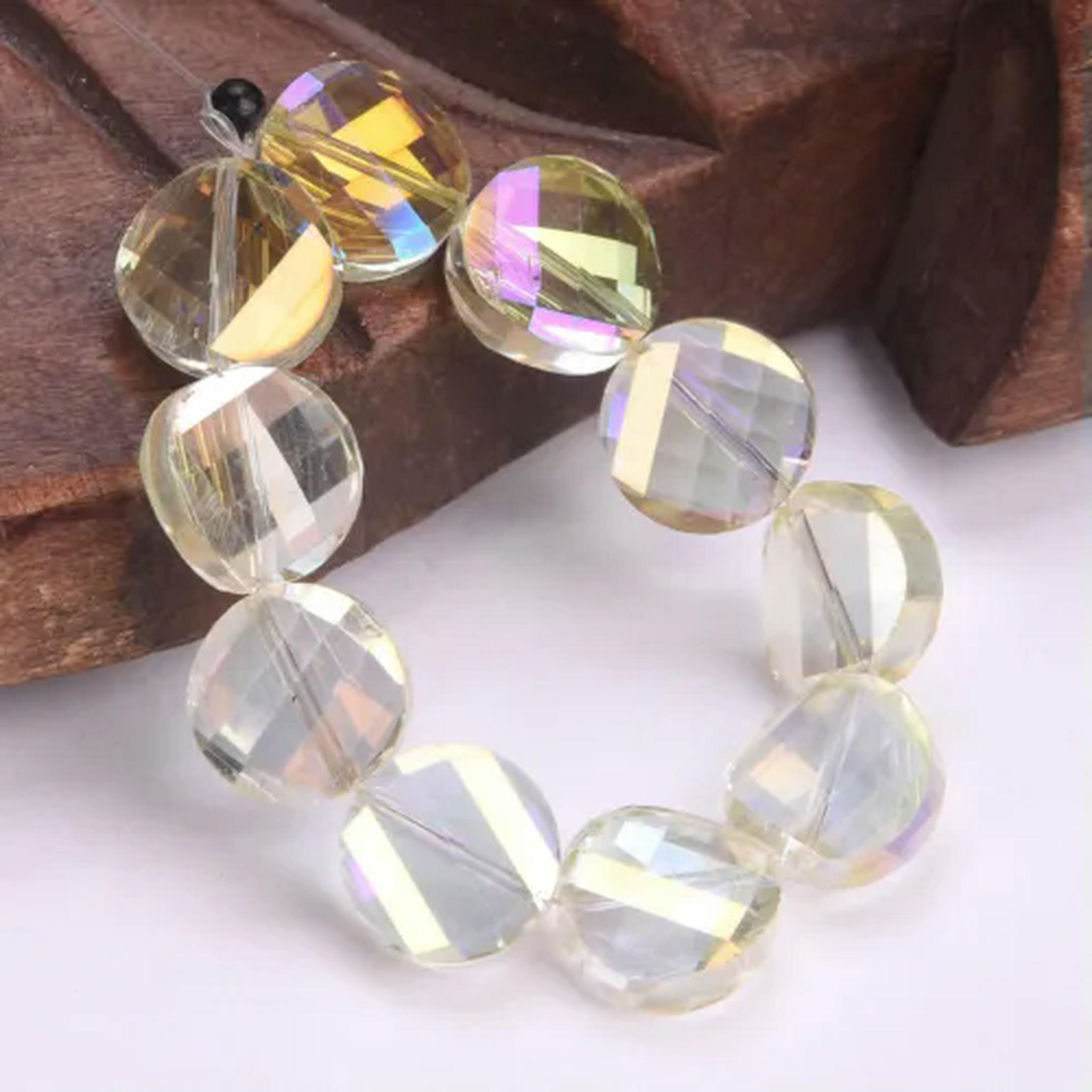 U8MO 10pcs 12/14/18mm Twist Coin Faceted Crystal Glass Loose Beads for ...
