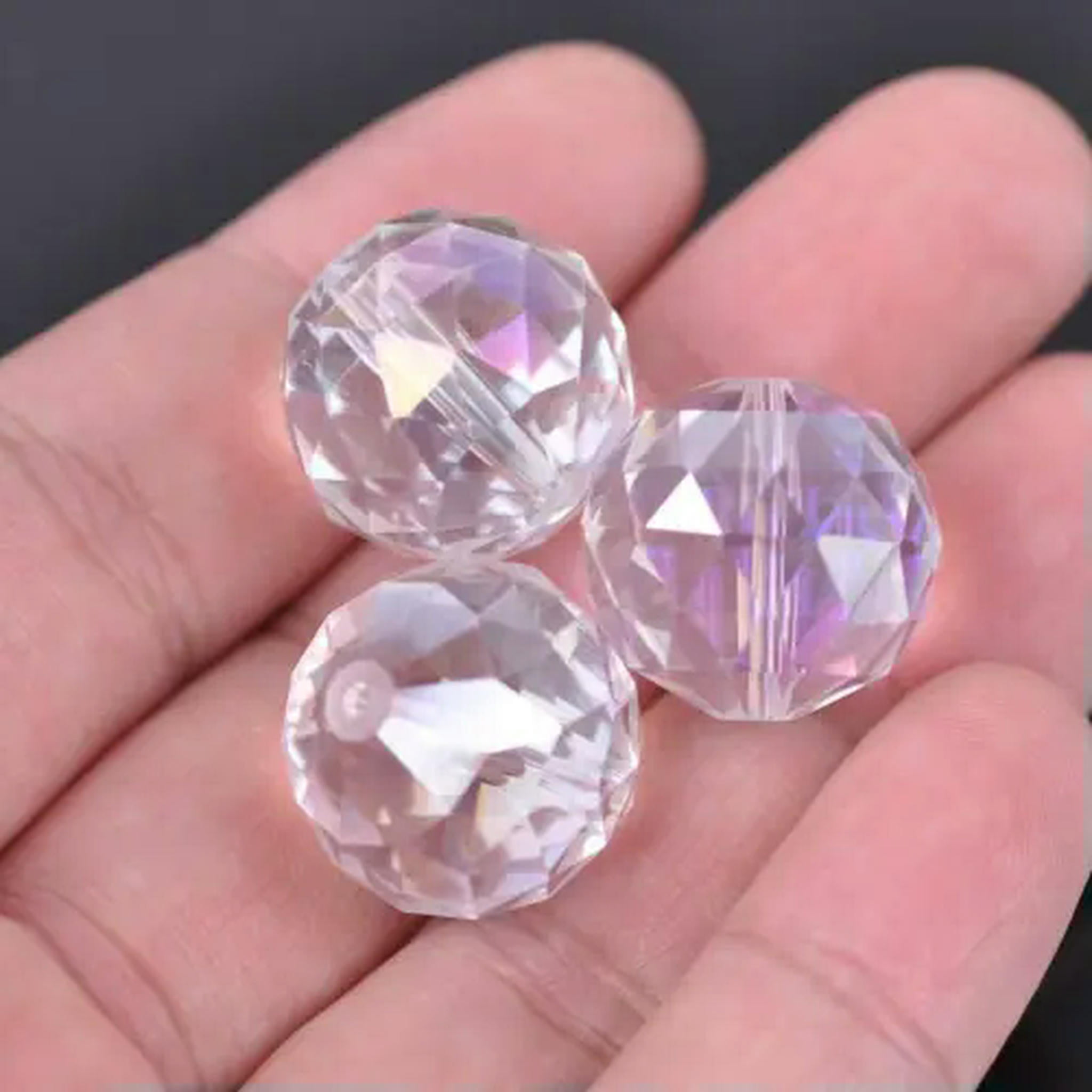 U8MO 10pcs 20mm Big Round Faceted Crystal Glass Ball Loose Beads for ...
