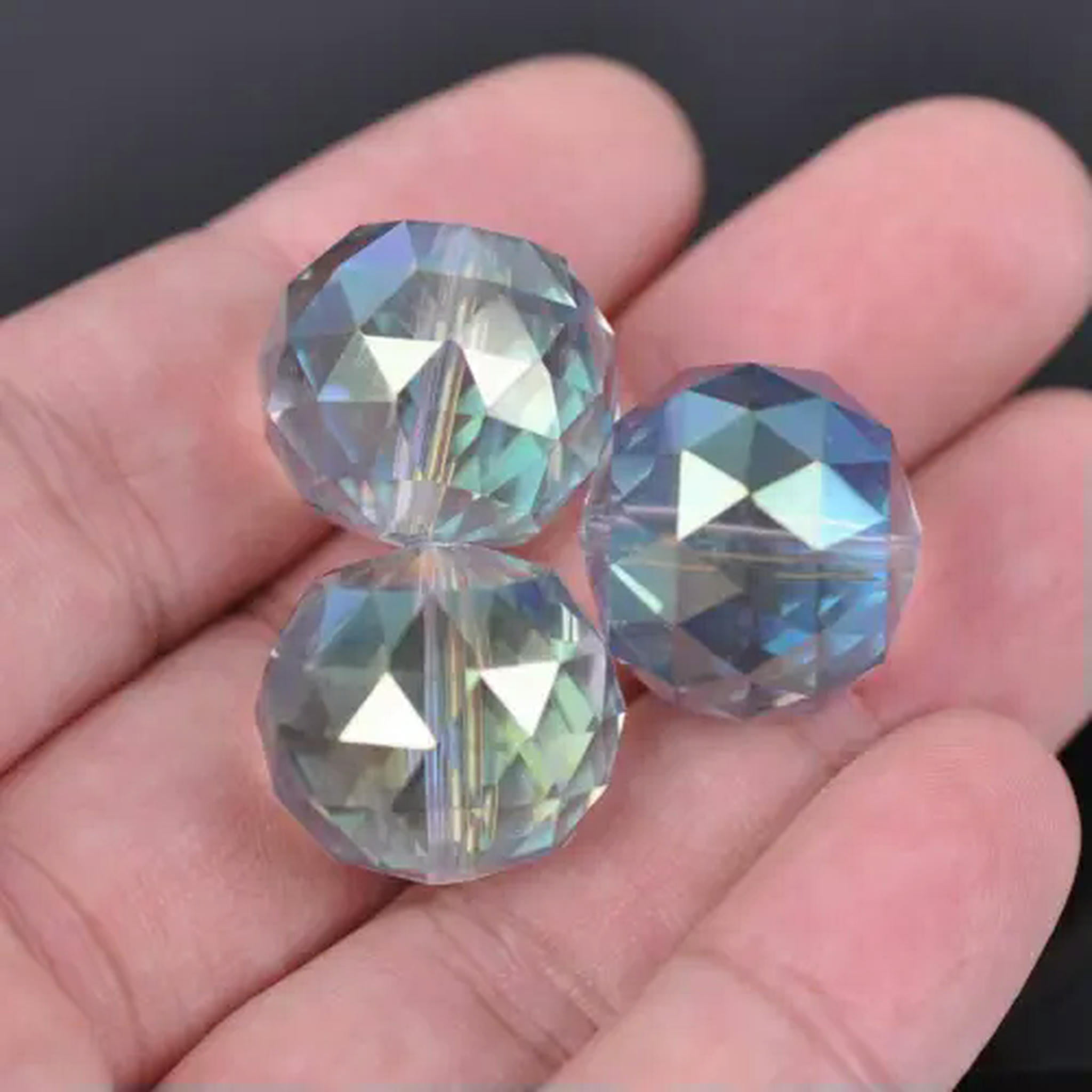 U8MO 10pcs 20mm Big Round Faceted Crystal Glass Ball Loose Beads for ...
