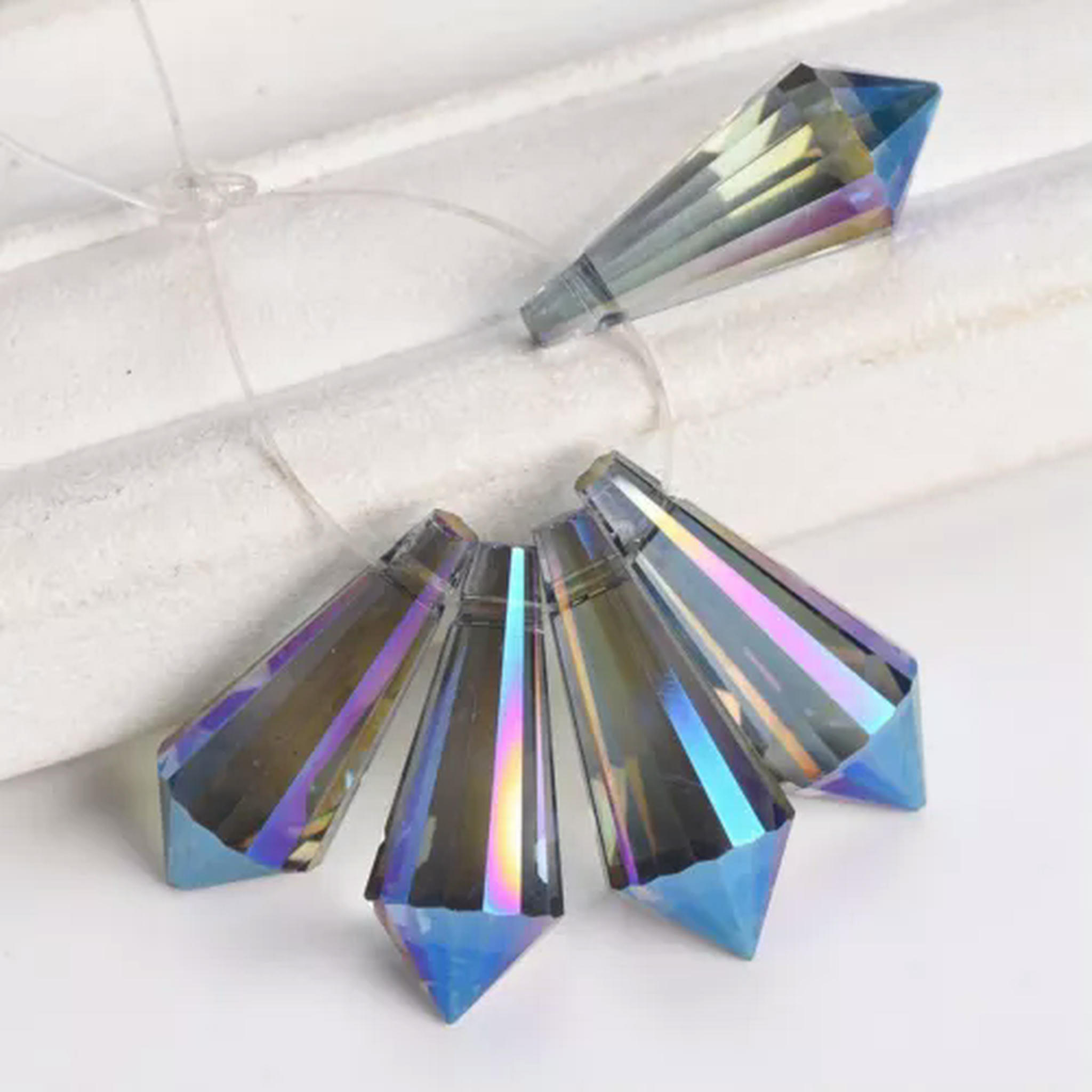 U8MO 10pcs 8mm/10mm/11mm Teardrop Cone Faceted Crystal Glass Pendants ...