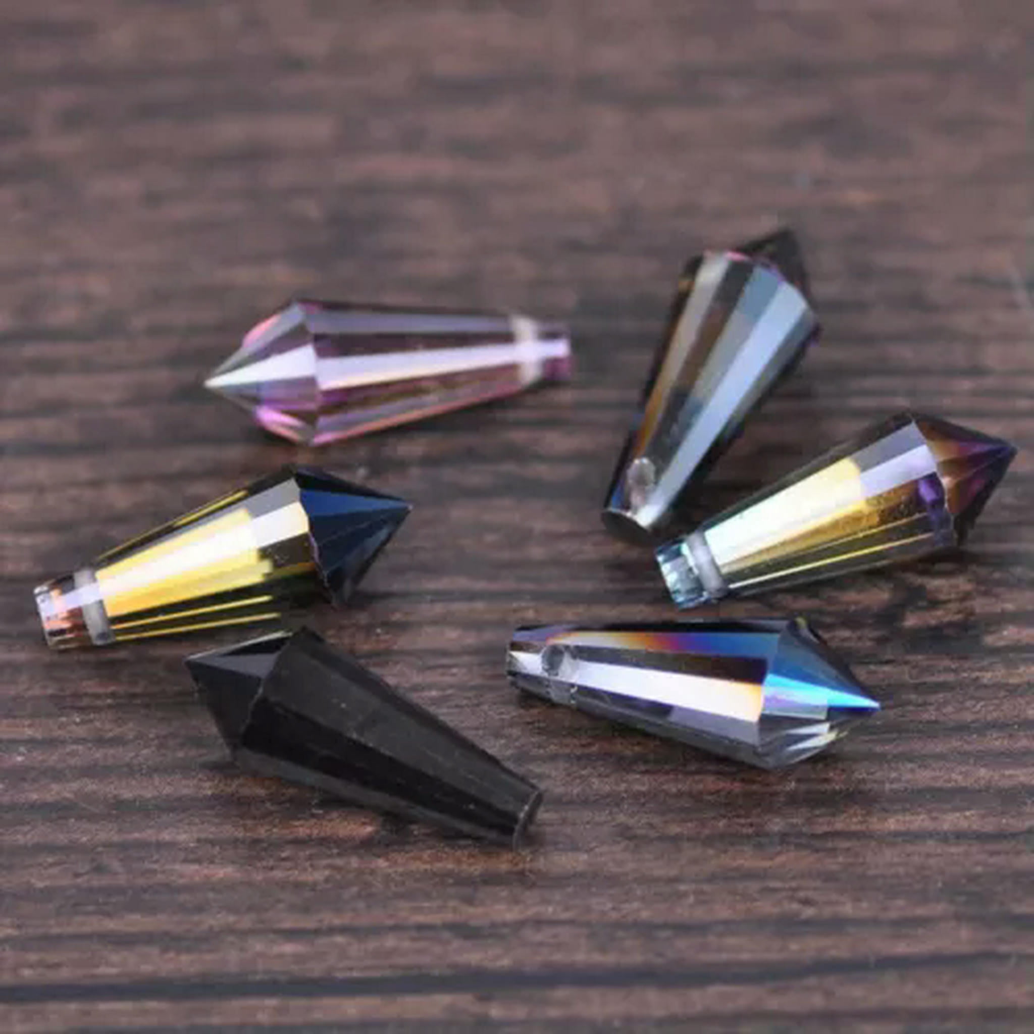 U8MO 10pcs 8mm/10mm/11mm Teardrop Cone Faceted Crystal Glass Pendants ...