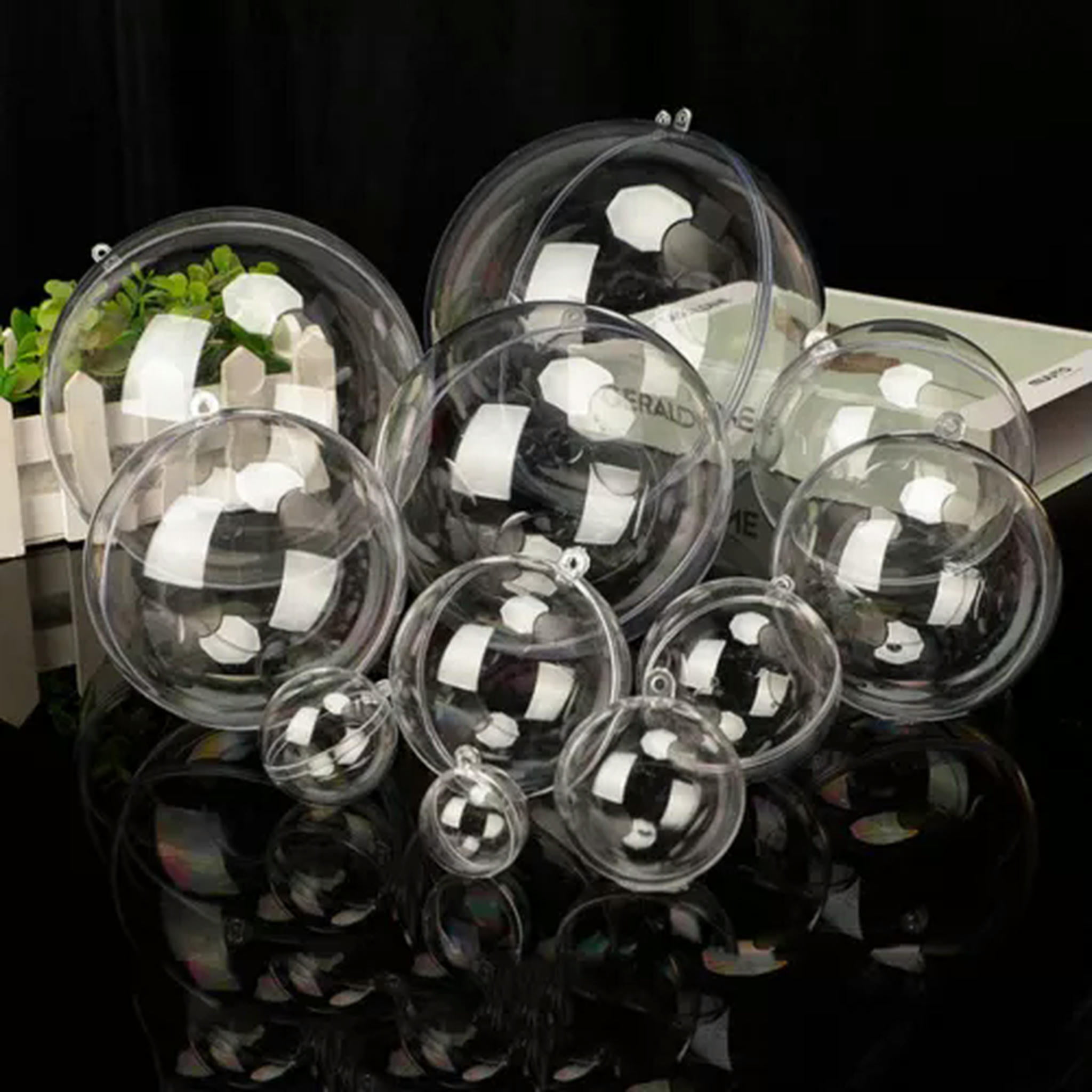U8MO 10pcs Clear Plastic Small Balls 2-part Spheres Bauble Favours ...