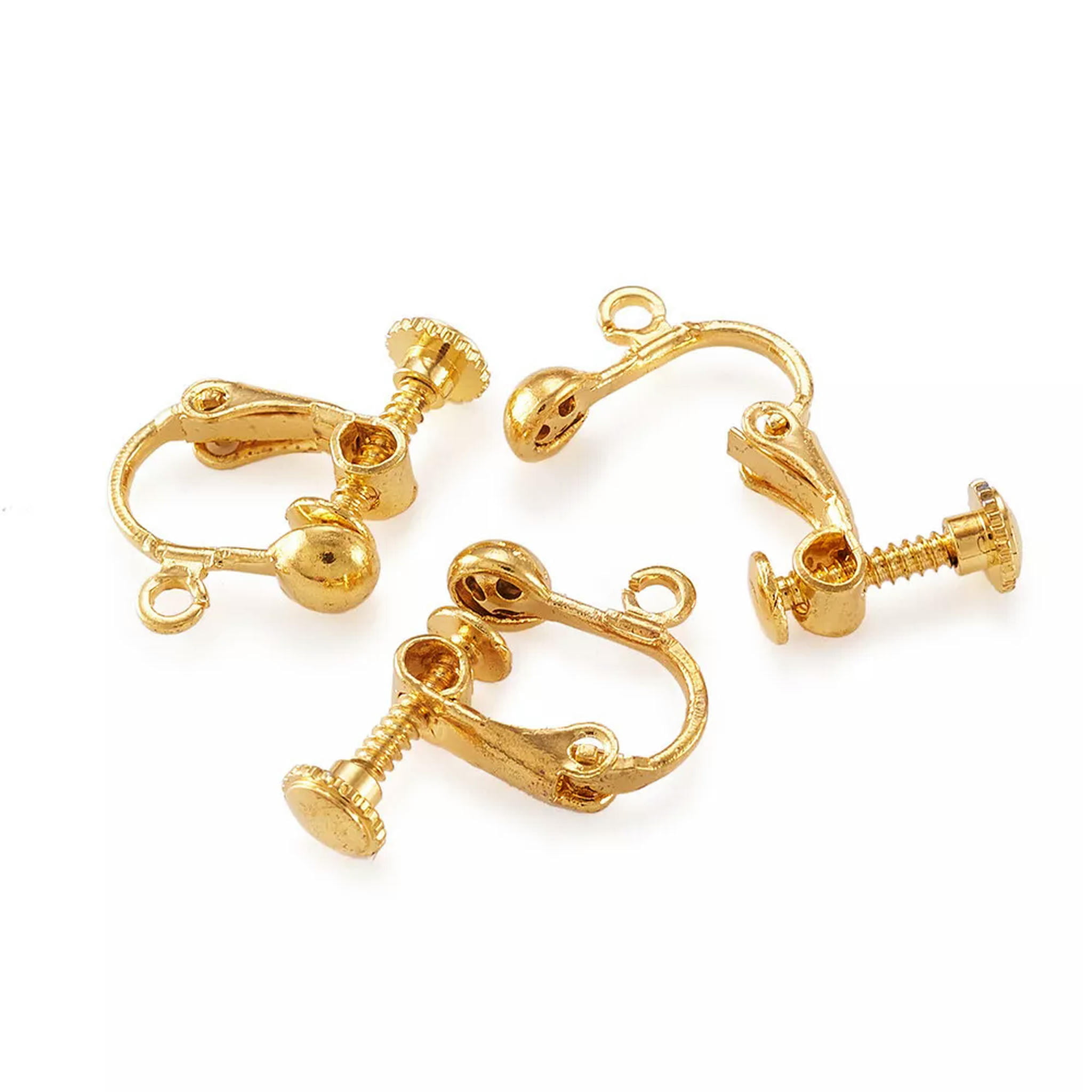 U8MO 10pcs Gold Tone Brass Clip-On Earring Converter Findings Non ...