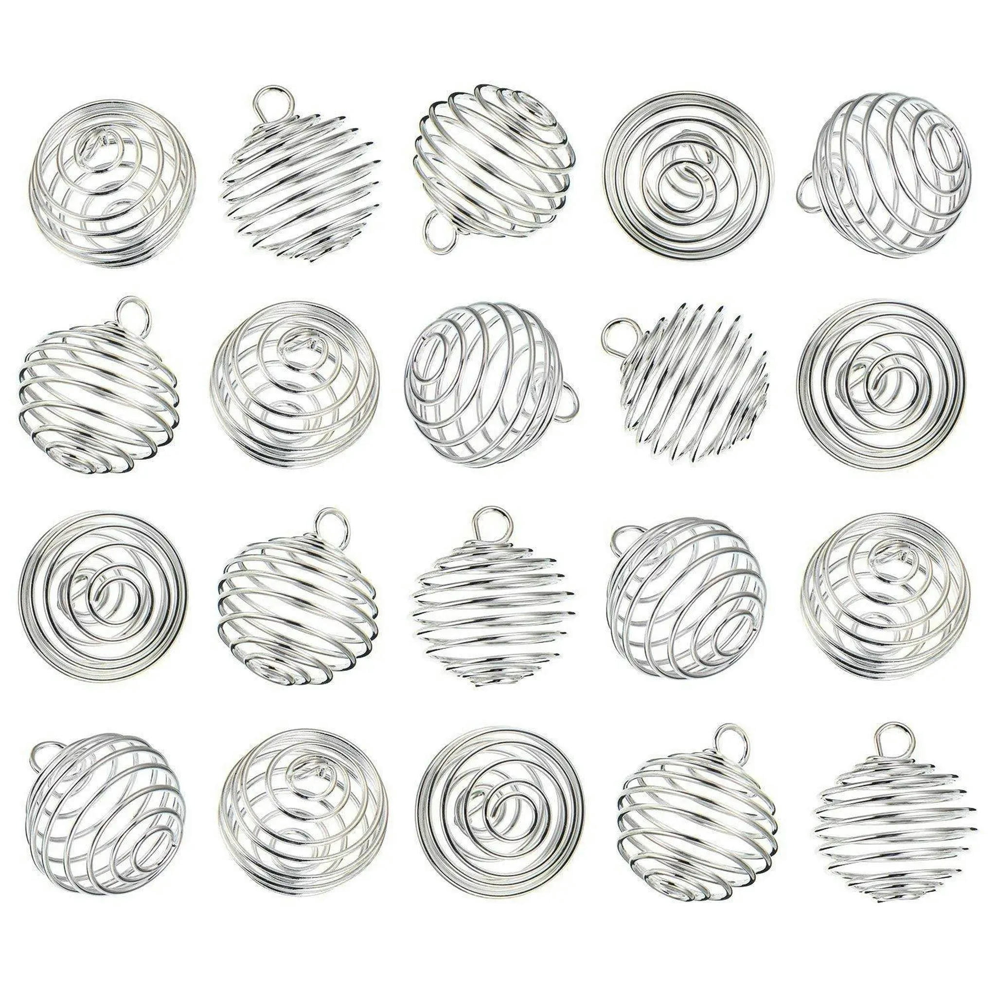 U8MO 10pcs Platinum Toe Iron Wire Spiral Bead Cages Round Pearl Cage ...
