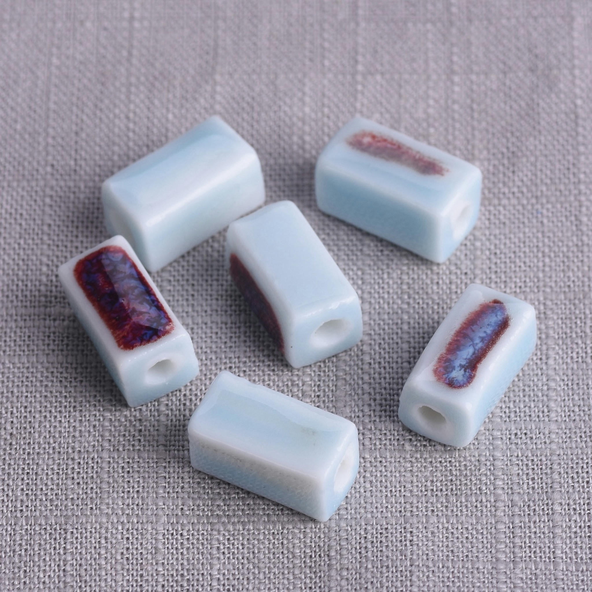 U8MO 10pcs Rectangle Cuboid Shape 12x8mm Flambed Glazed Enamal Ceramic ...