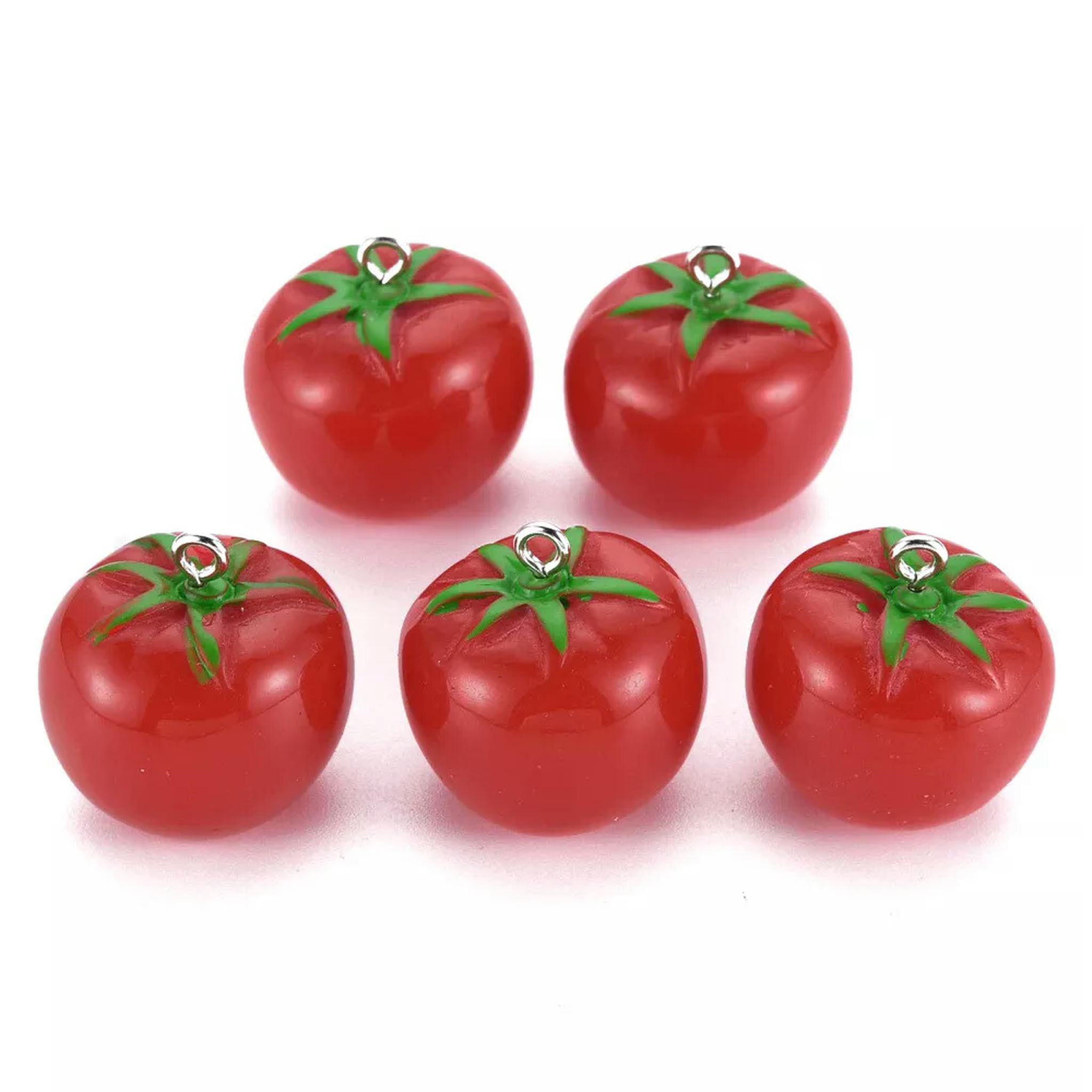 U8MO 10pcs Red Tomato Opaque Resin Pendants Imitation Food Dangle ...