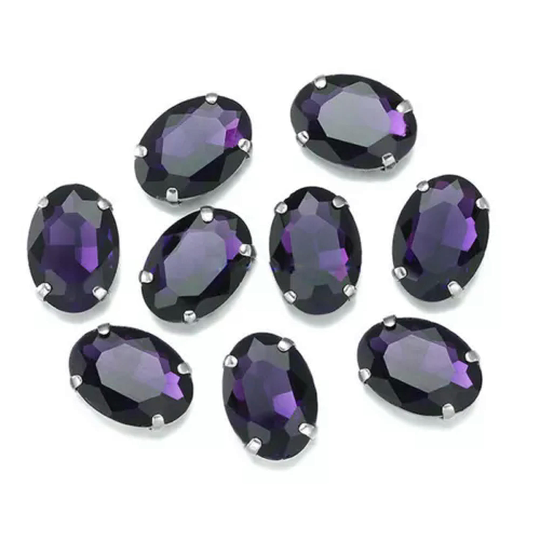 U8MO 10pcs Sew On Oval Crystal Glass Flat Back Claw Cup Rhinestones ...