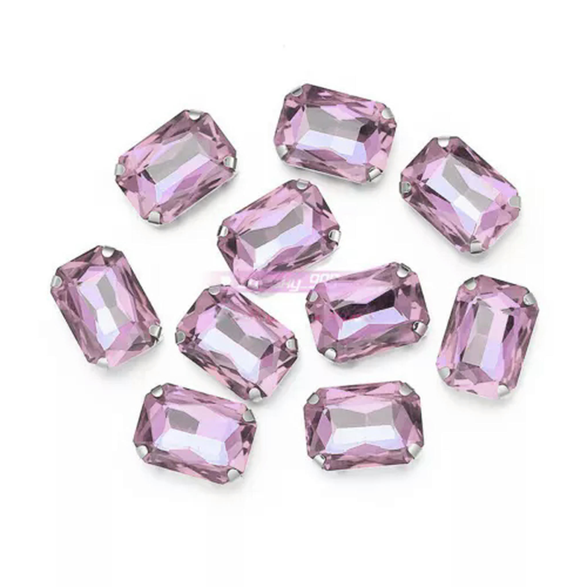 U8MO 10pcs Sew On Rectangle Crystal Glass Metal Flat Back Rhinestones ...