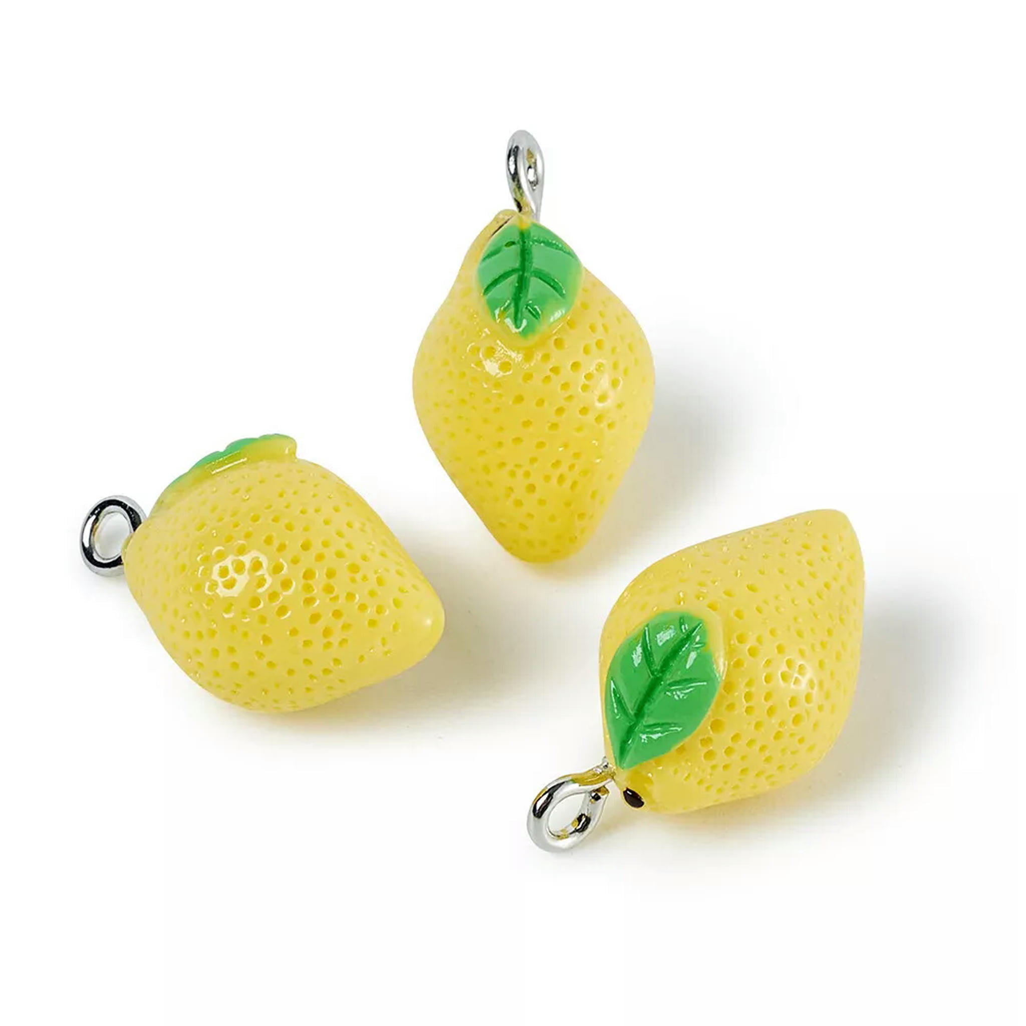 U8MO 10pcs Yellow Resin Lemon Pendants Mini Cute Fruit Charms With Tone ...